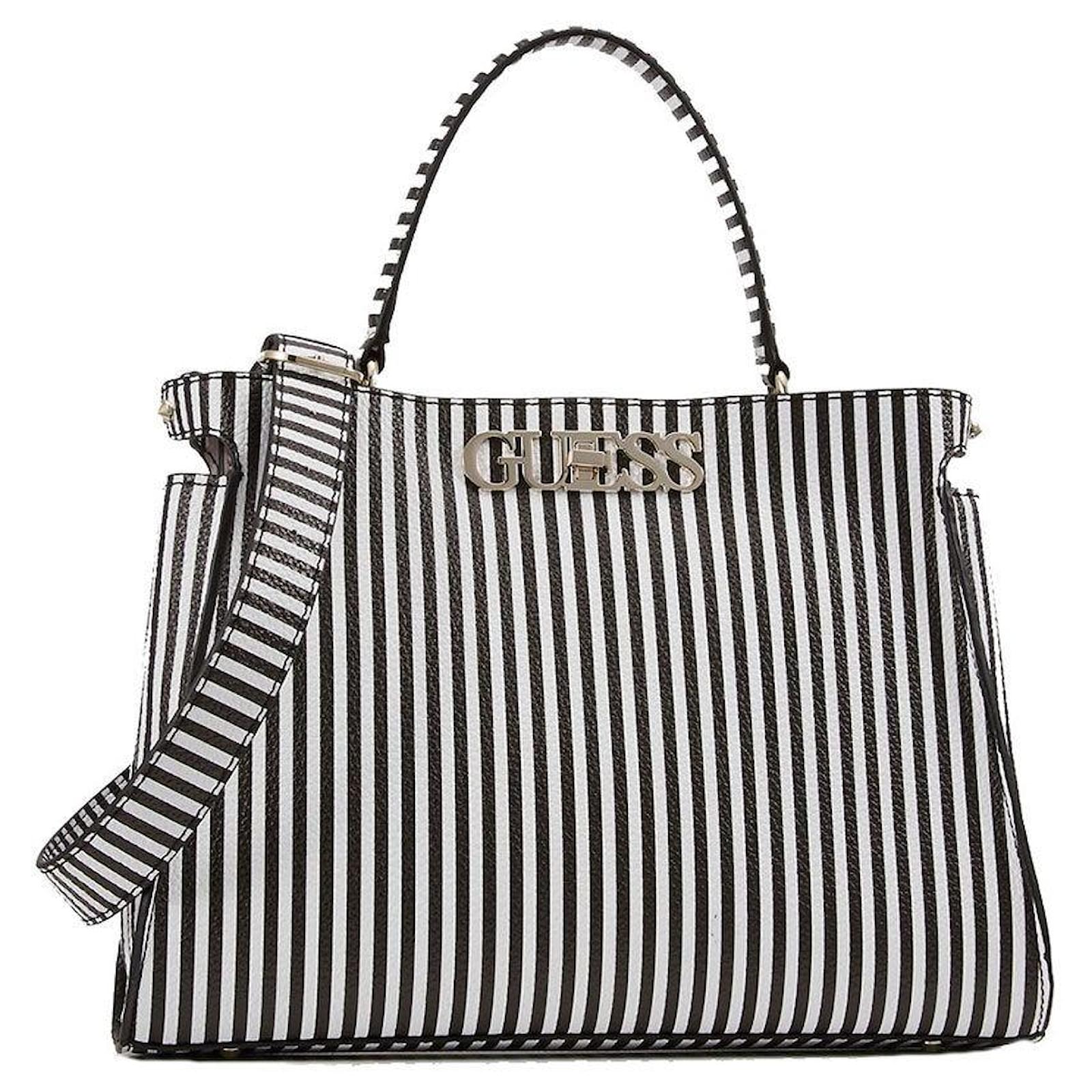GUESS Uptown Chic Stripe white bag/new black Synthetic ref.1158450 ...