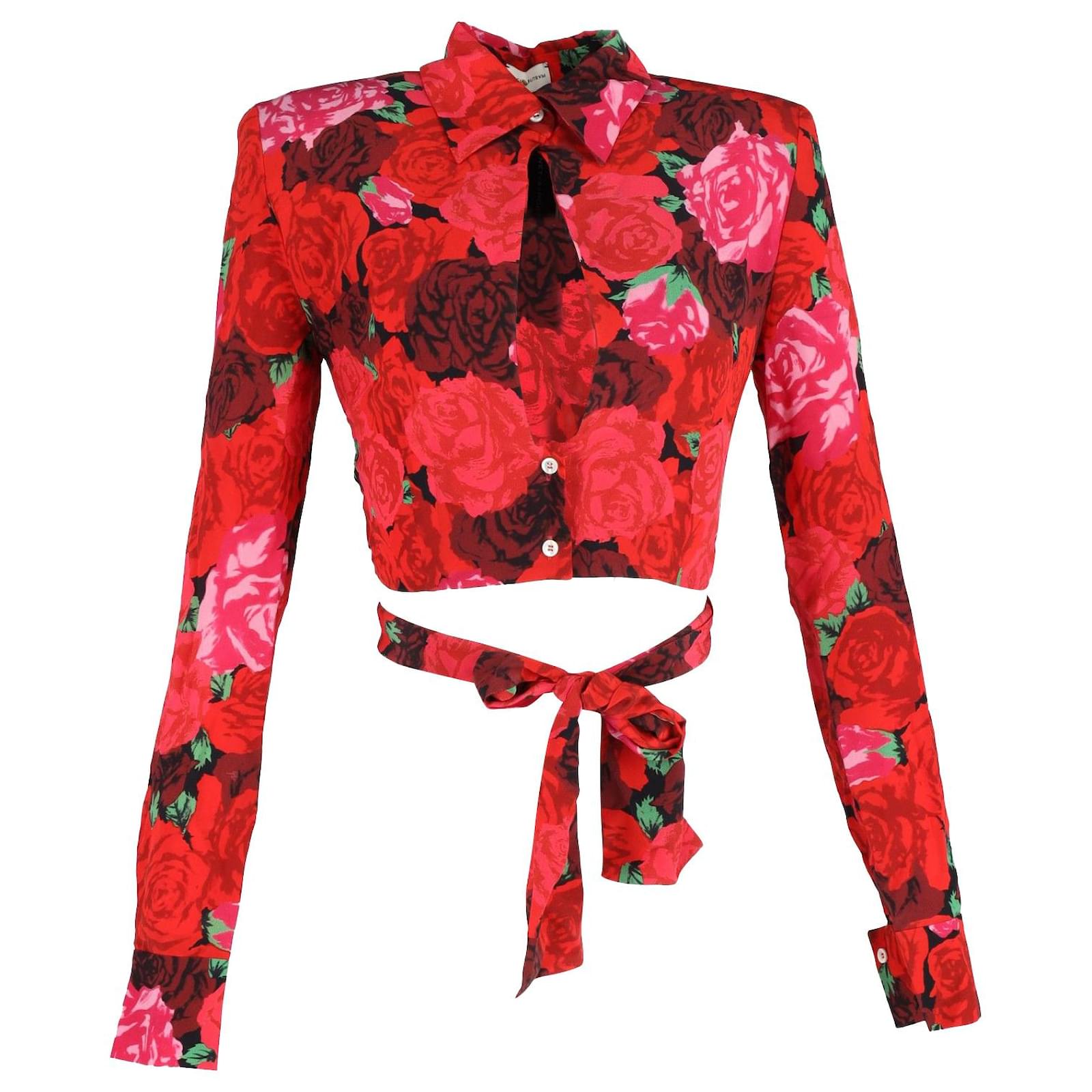 Magda Butrym Rose-Print Blouse in Red Silk ref.1161176 - Joli Closet