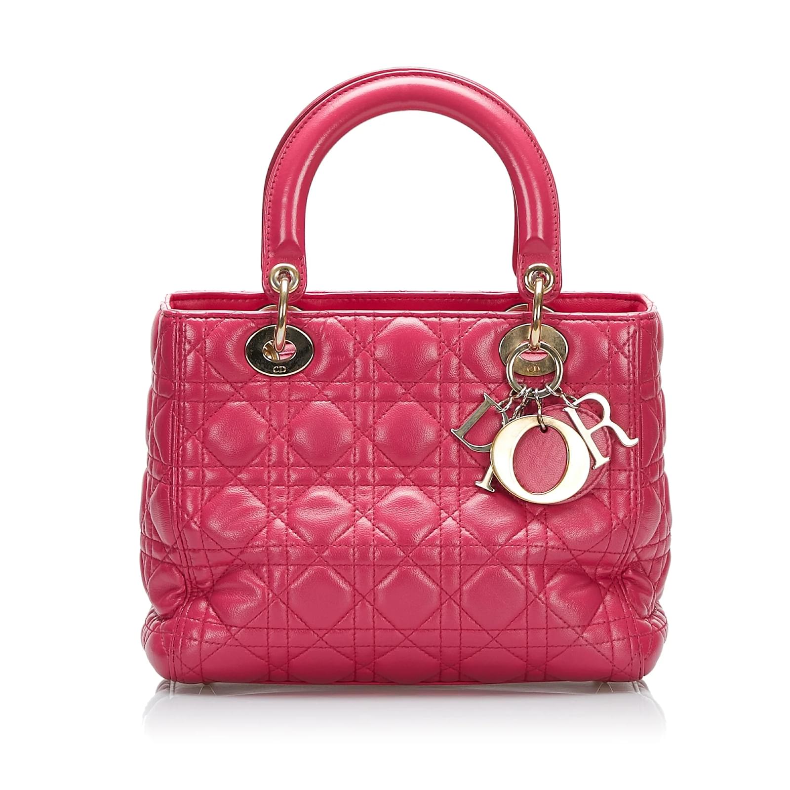 DIOR Handbags Lady Dior Pink Leather ref.1162796 - Joli Closet