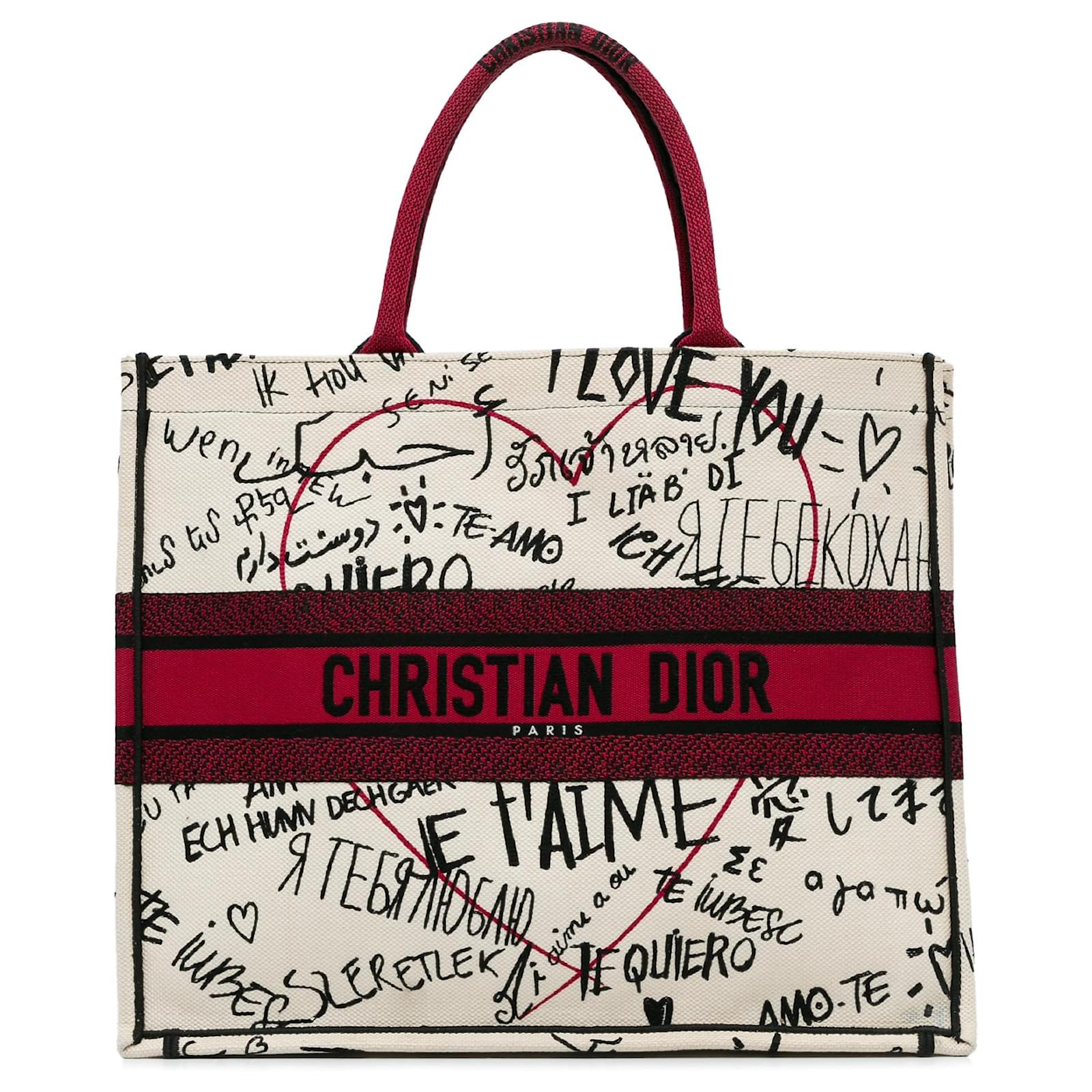 Grand cabas DiorAmour Graffiti Book blanc Dior Toile Tissu ref.1161651 ...