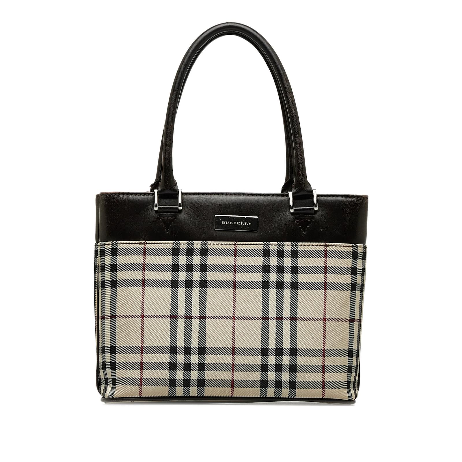 Beige Burberry House Check Handbag Leather ref.1164777 - Joli Closet