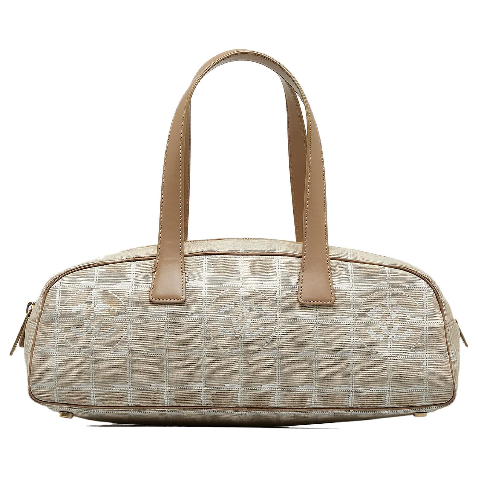 Chanel Brown New Travel Line Handbag Beige Leather Pony-style calfskin ...