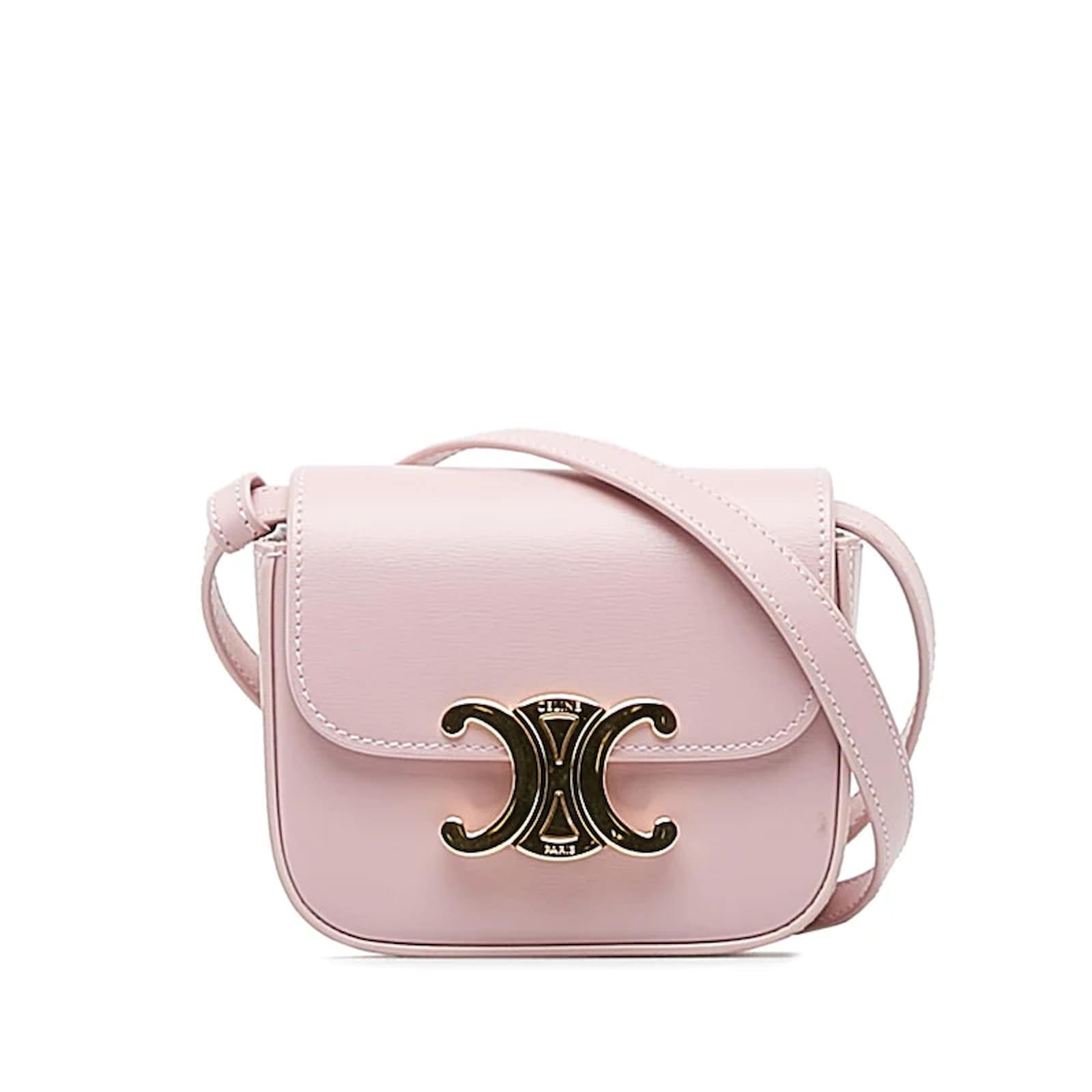 Céline Mini Triomphe Crossbody Bag Pink Leather Pony-style calfskin ref ...