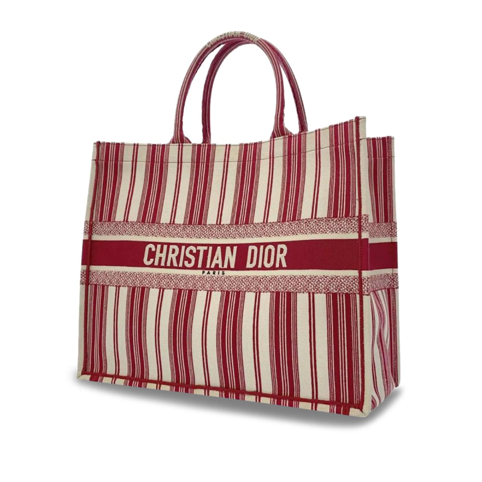 Grand cabas à rayures rouge Dior Toile ref.1171785 - Joli Closet