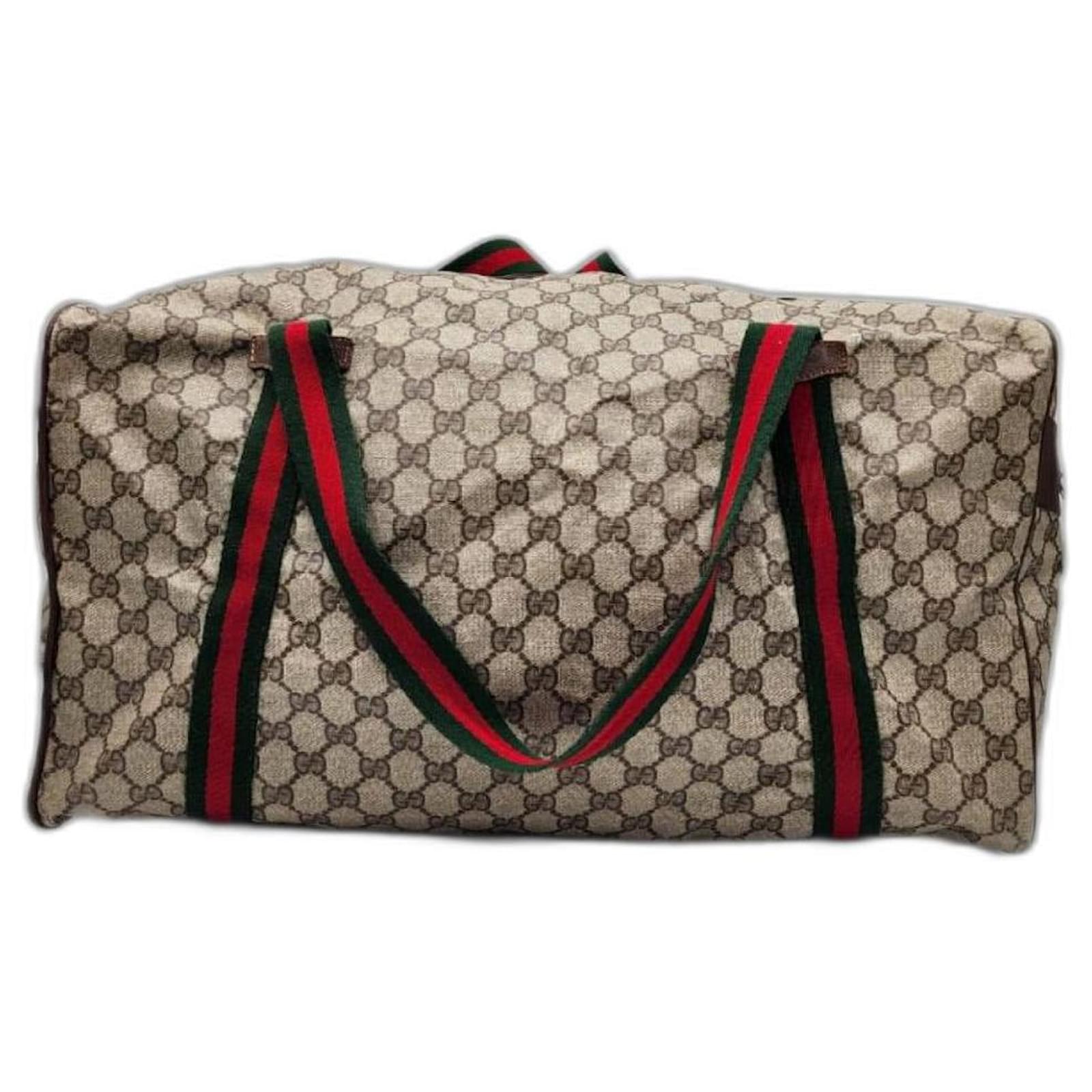 Ophidia Gucci Sherry Supreme Boston Duffle Bag with Pouch Brown Cloth ...