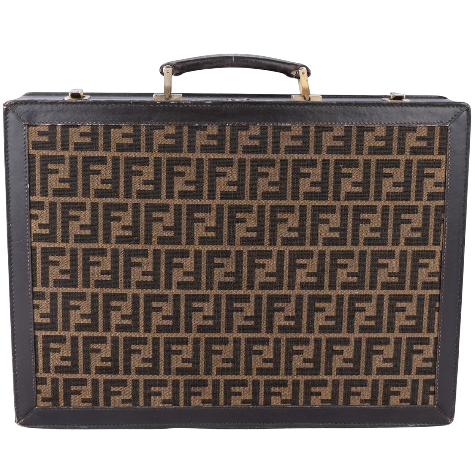 Fendi FF Monogram Archiv Briefcase Brown Cloth ref.1176477 - Joli Closet