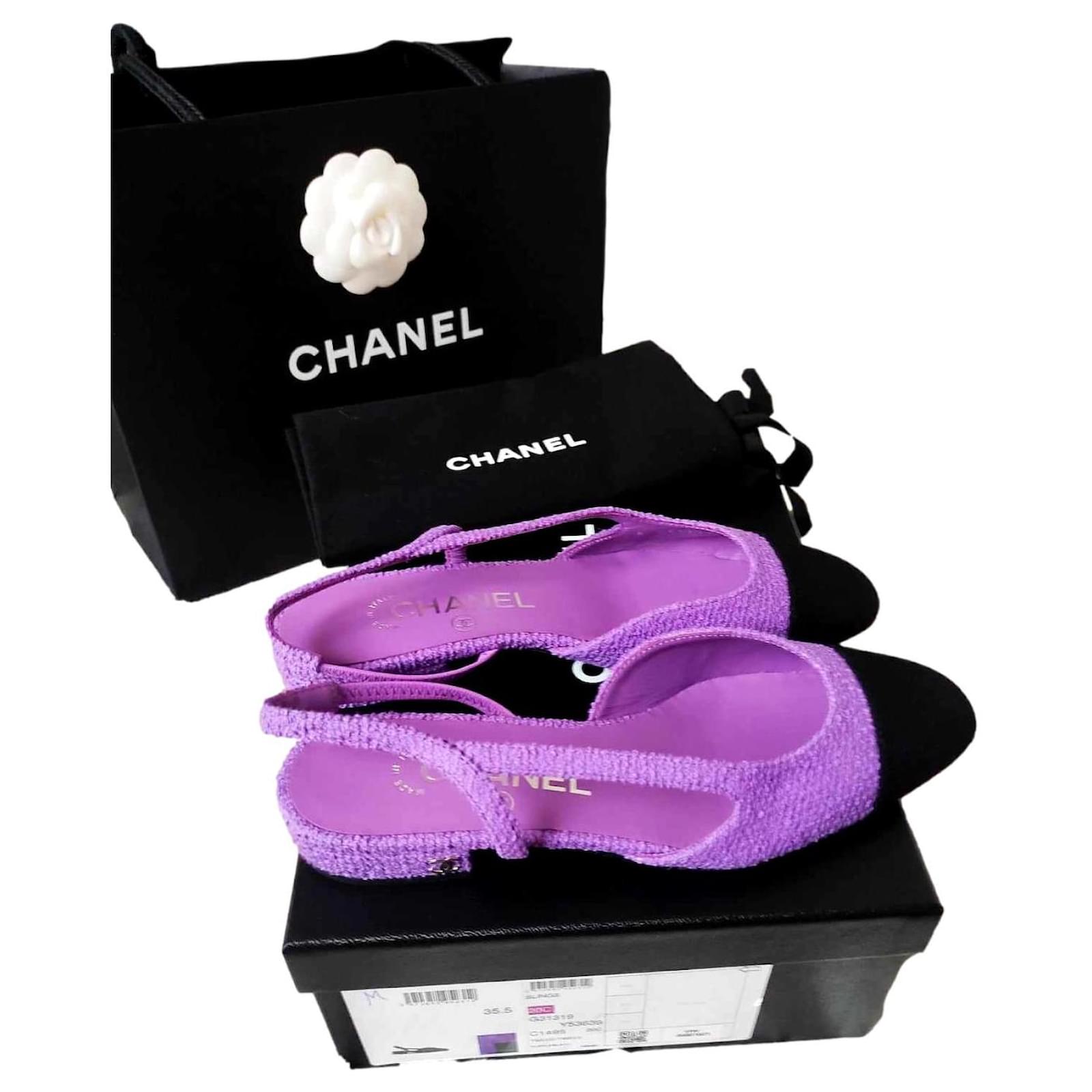 CHANEL Slingback Purple Tweed ref.1179841 - Joli Closet