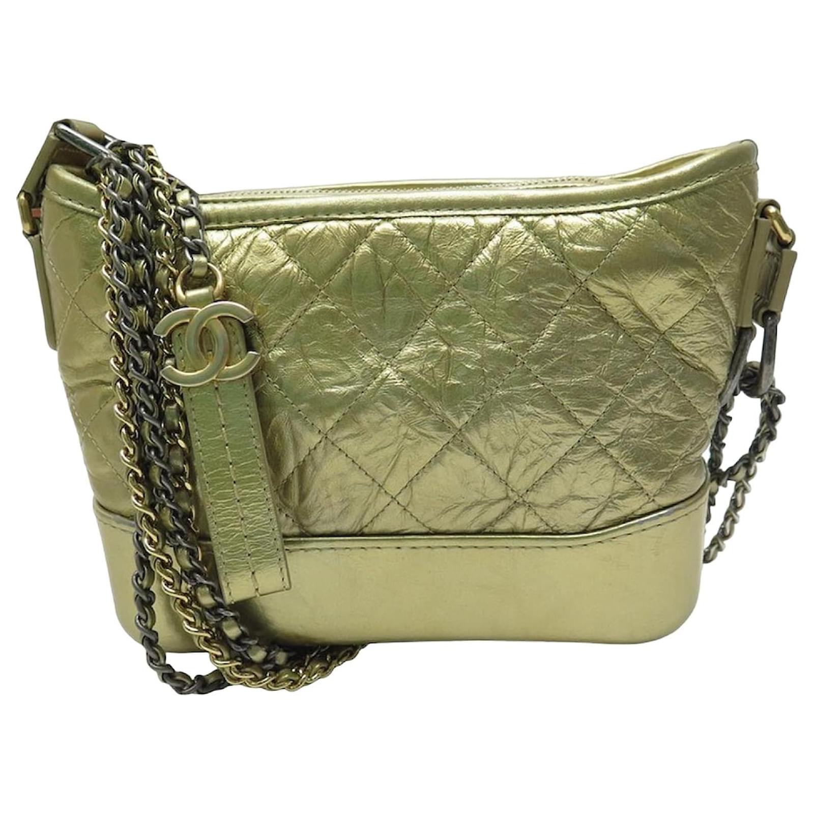 CHANEL GABRIELLE PM HANDBAG GOLD QUILTED LEATHER CROSSBODY HAND BAG ...
