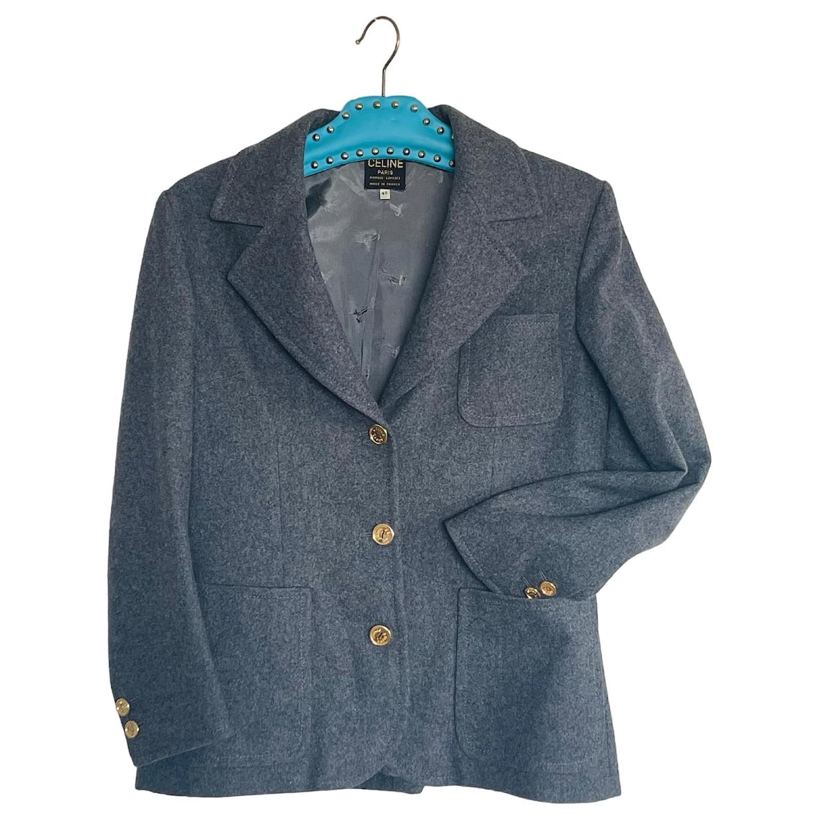 Céline Jacket + skirt suit Dark grey Gold hardware Wool ref.1180742 ...