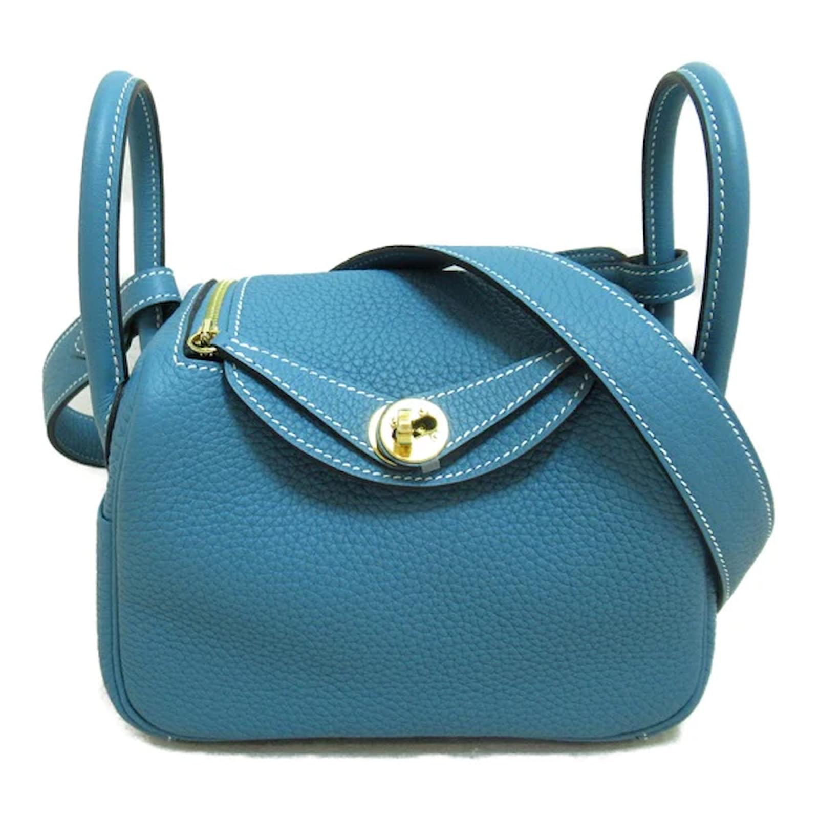 Hermès Clemence Mini Lindy 20 Blue Leather ref.1181064 - Joli Closet