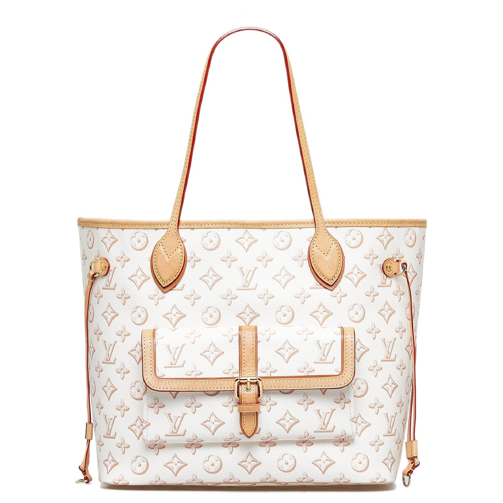 Louis Vuitton White Monogram Fall For You Neverfull MM Leather Cloth ...