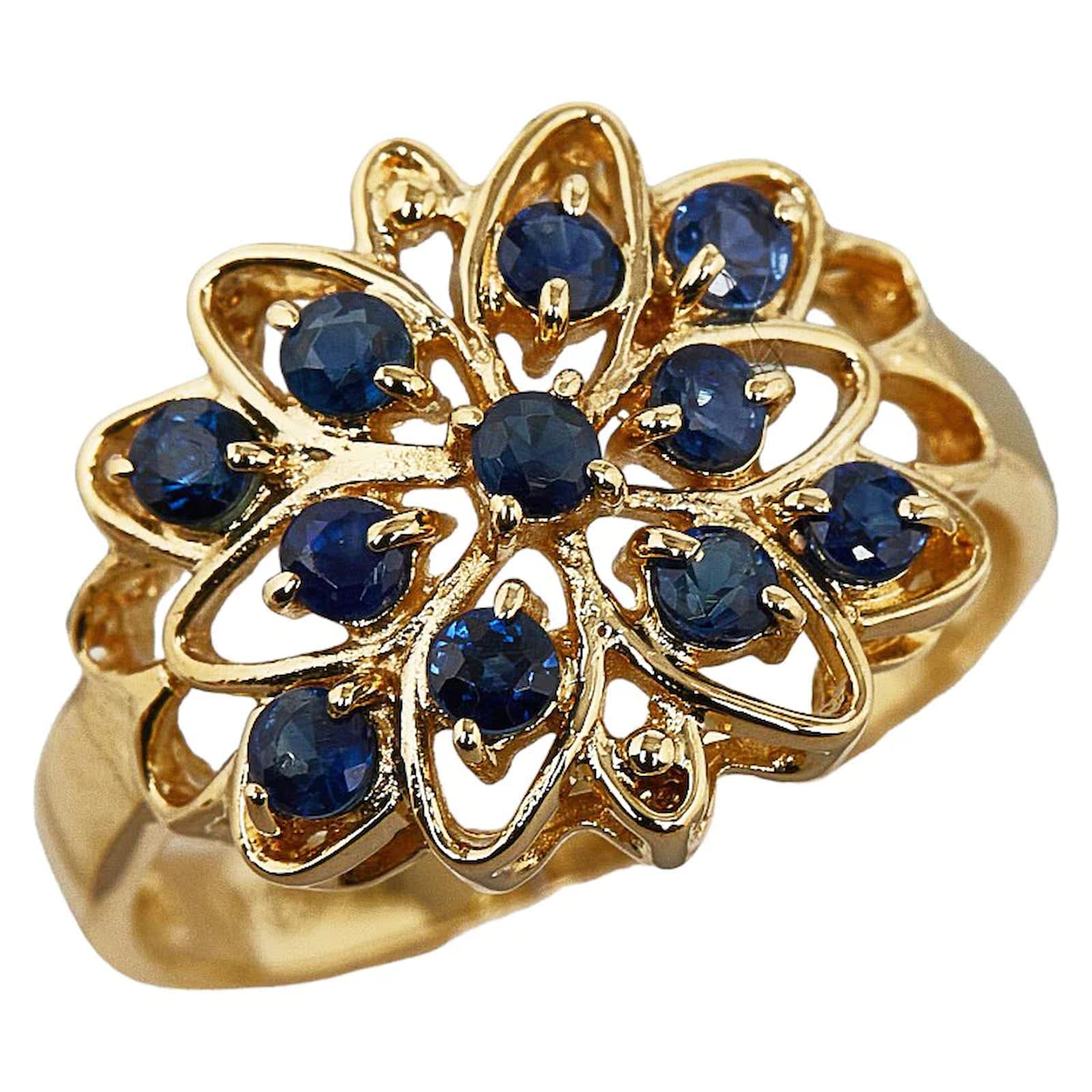 & Other Stories 18K Blue Sapphire Cluster Ring Golden Metal Gold ref ...