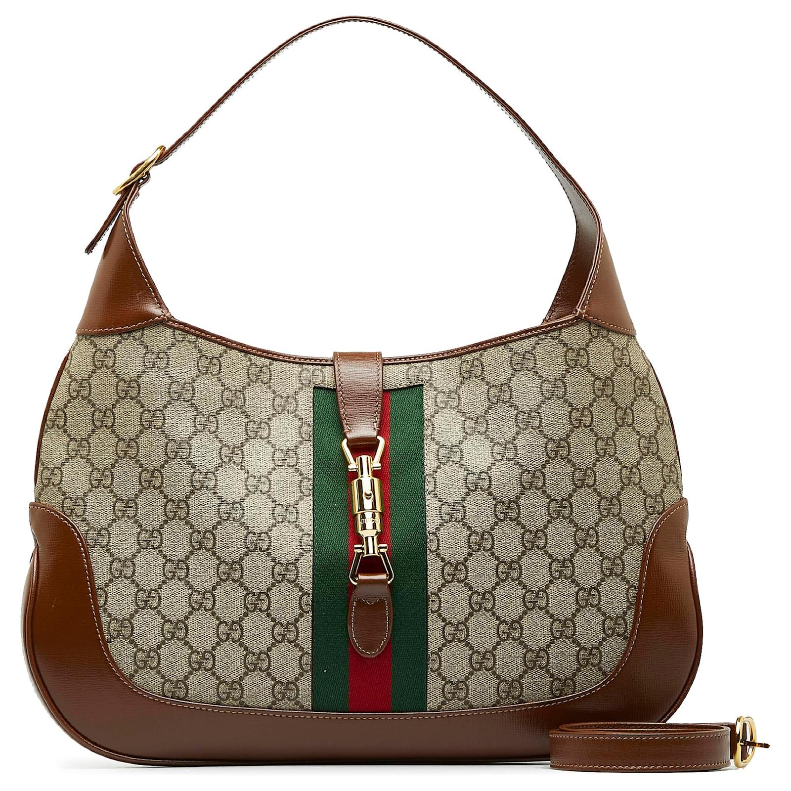 Gucci Marron Moyen GG Supreme Jackie 1961 Cuir Toile Veau façon poulain ...