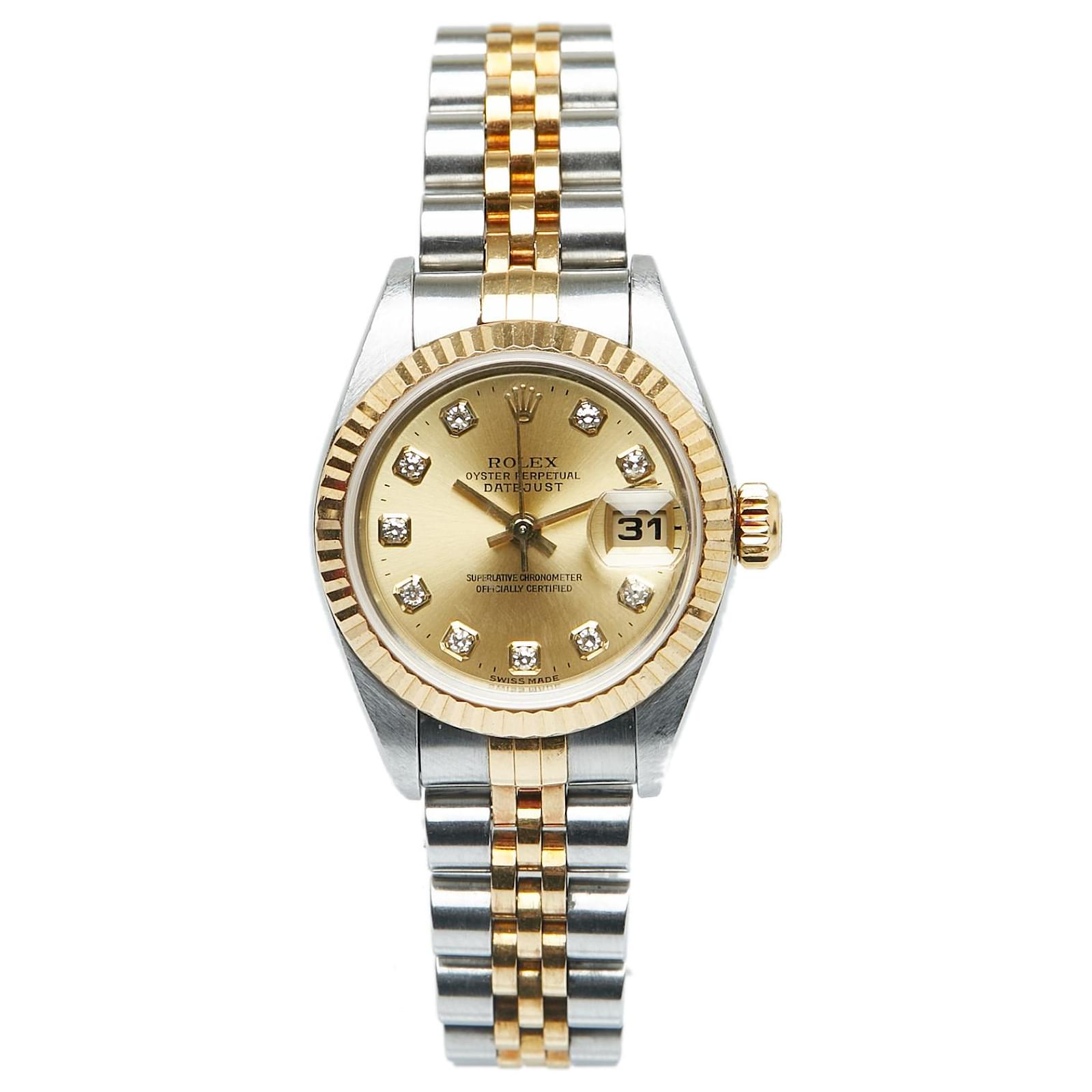 Rolex Gold Automatic Diamond Dial Oyster Perpetual Lady Datejust Golden ...
