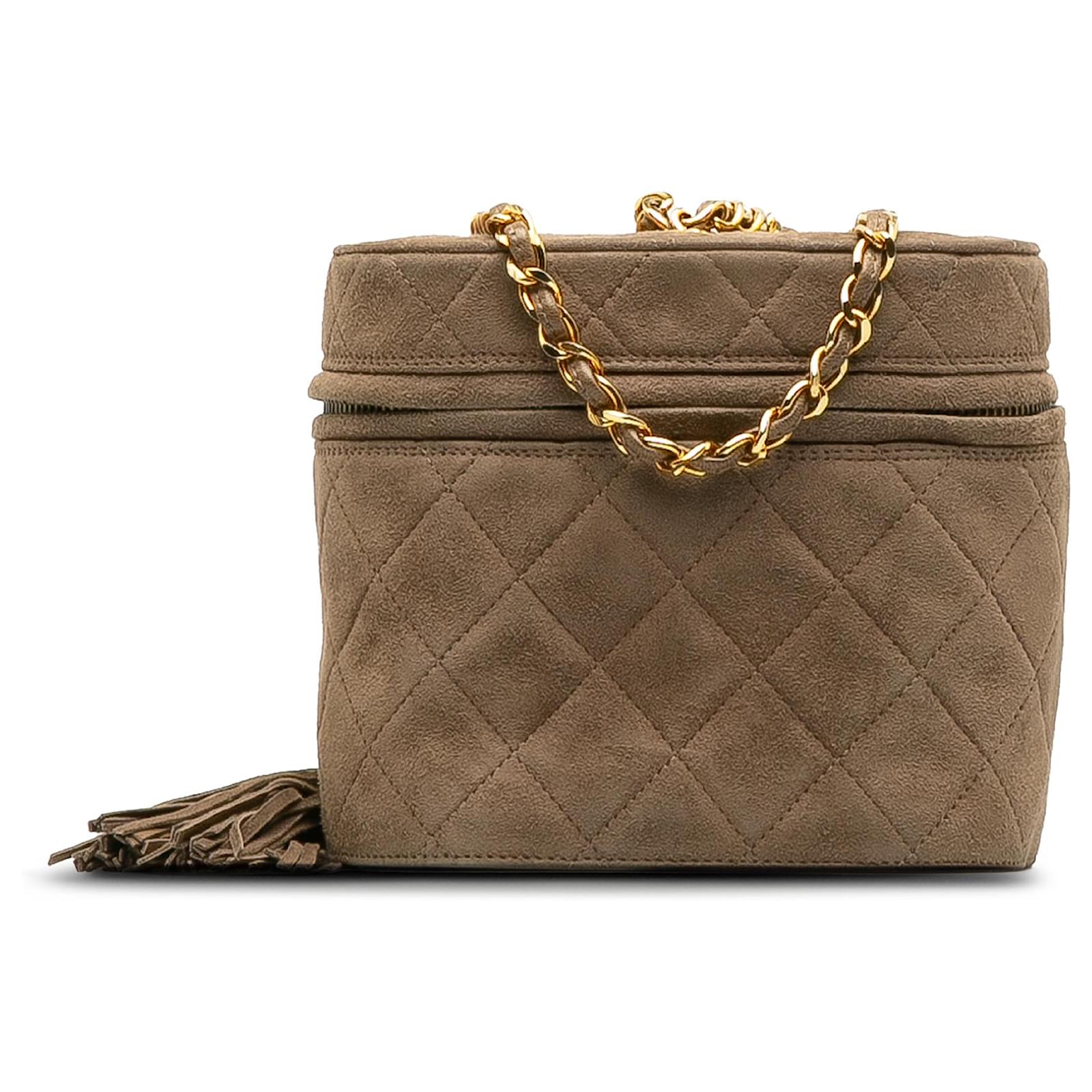 Chanel Brown Suede Quilted Vanity Bag Leather ref.1191255 - Joli Closet