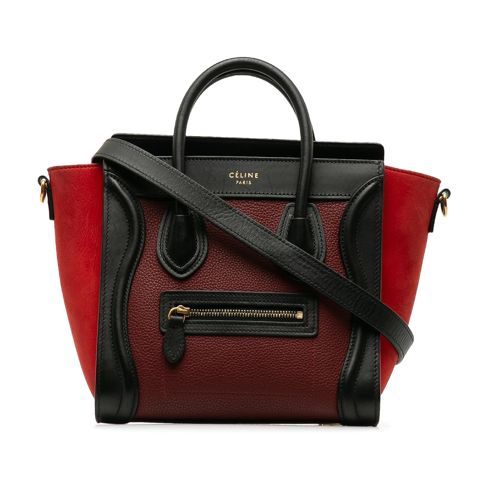 Céline Red Celine Tricolor Nano Luggage Satchel Leather ref.1191736 ...