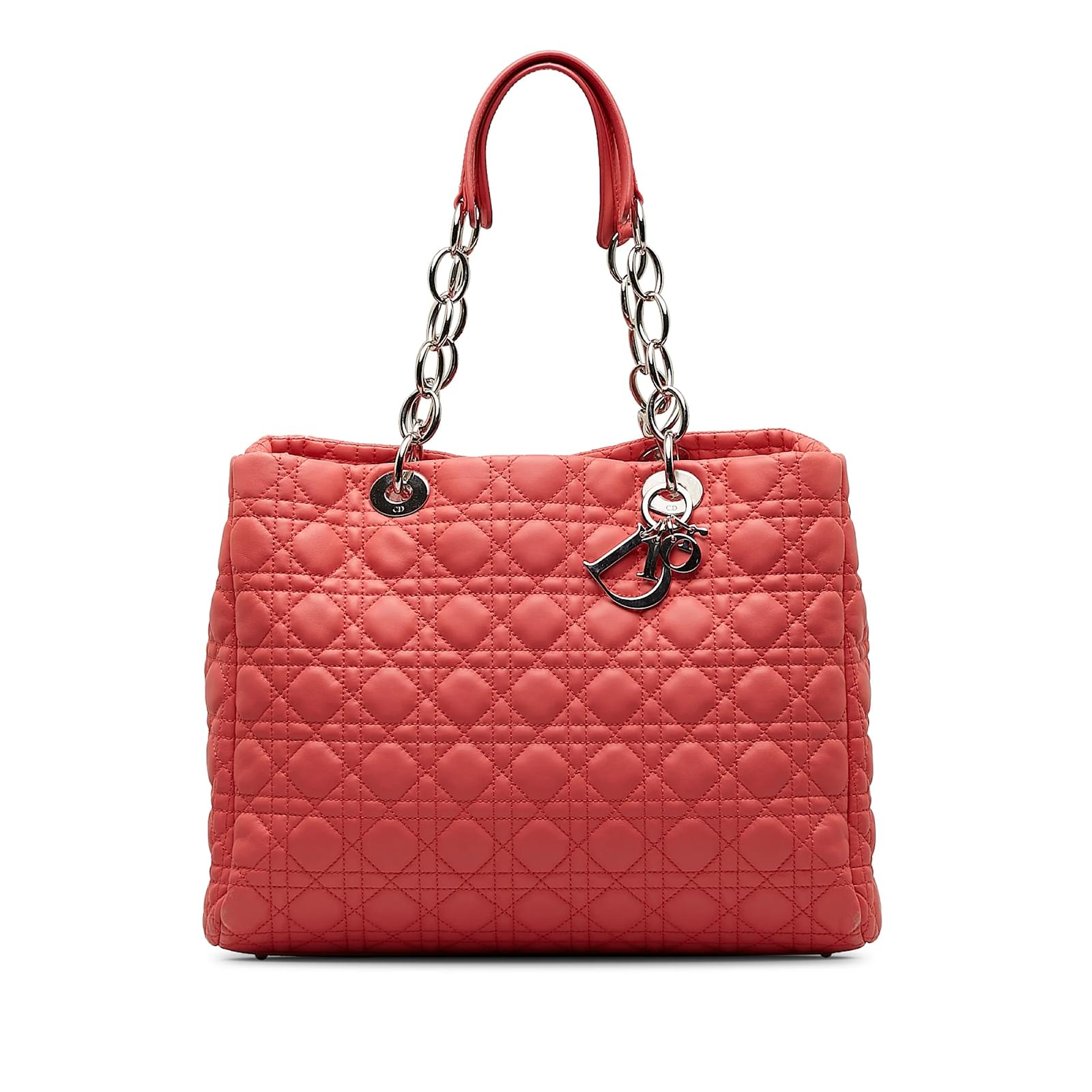 Grand cabas Cannage Lady Dior Soft Shopping rouge Dior Cuir ref.1191833 ...