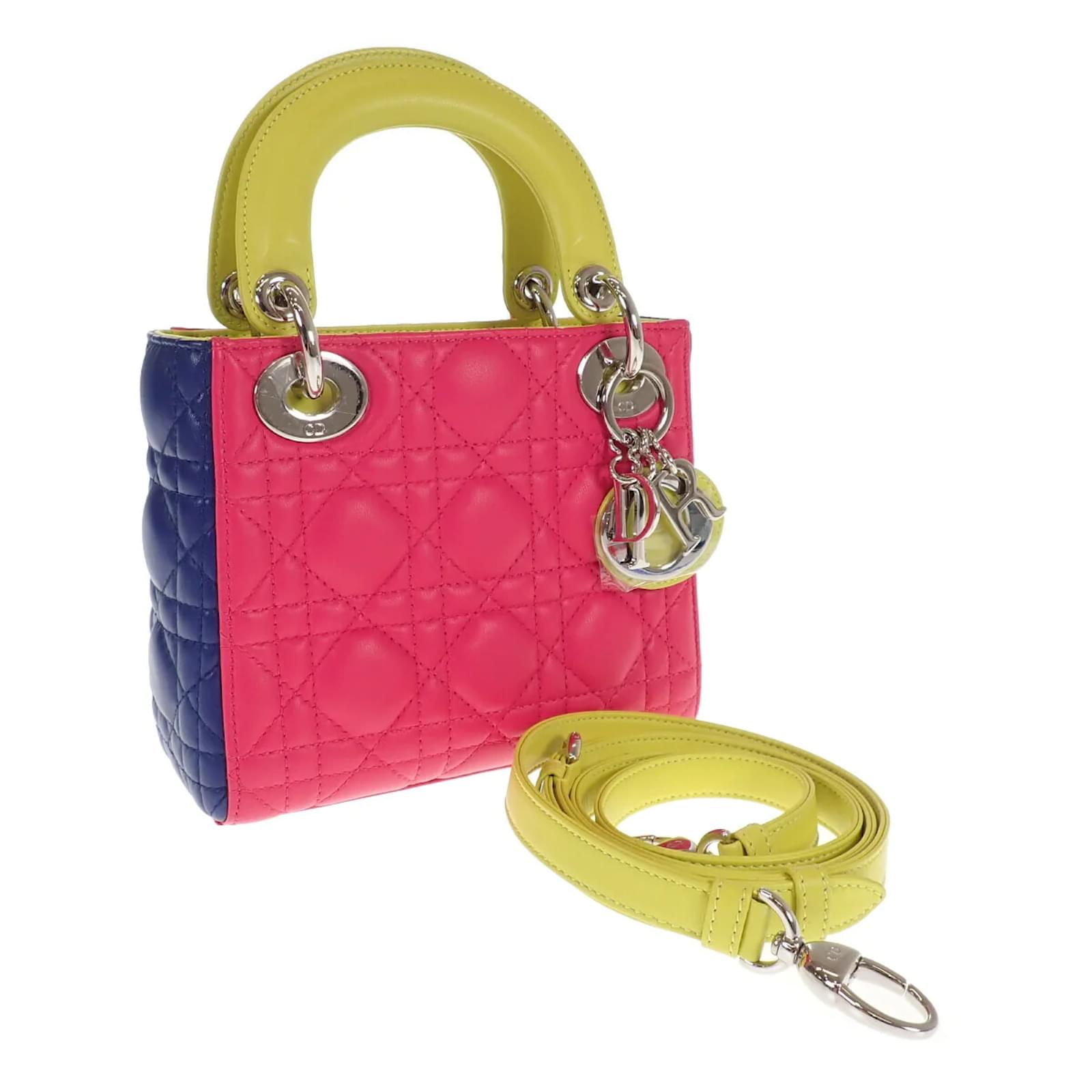 Dior Cannage Medium Tri-Color Lady Dior Leather Handbag CAL0500 in Good ...