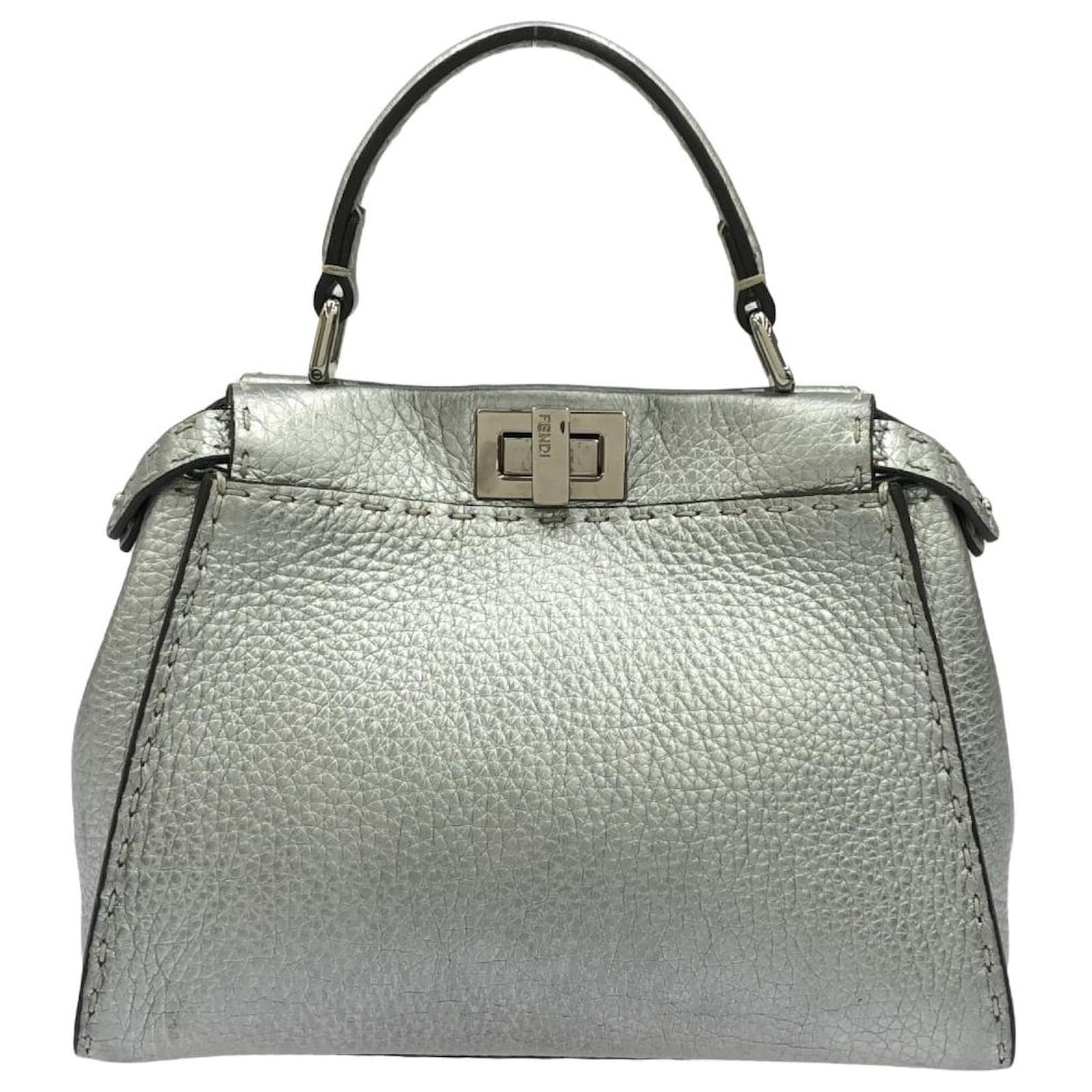 Fendi Peekaboo Silvery Leather Ref 1196864 Joli Closet