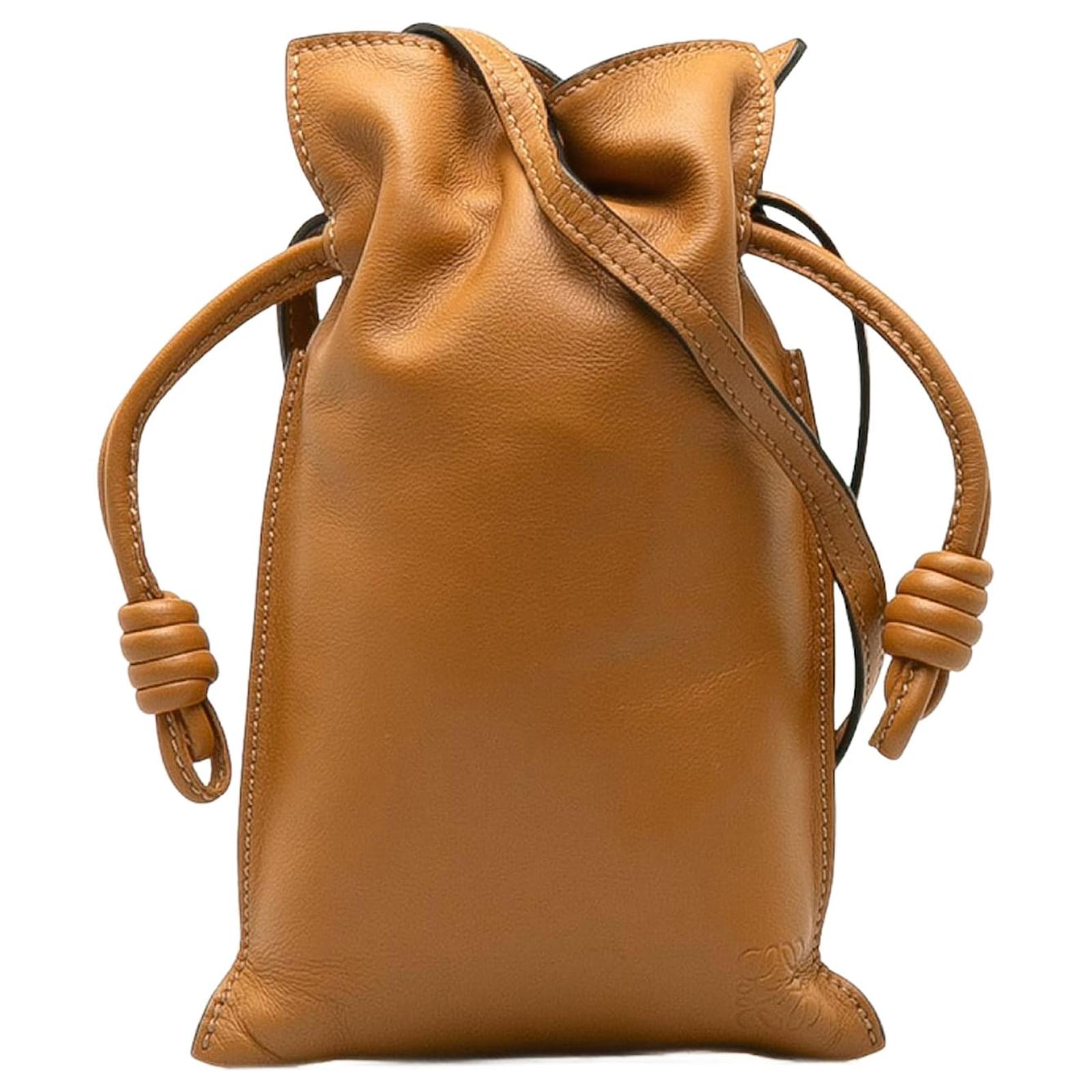 Loewe Brown Flamenco Pocket Pouch Leather Pony-style calfskin ref ...