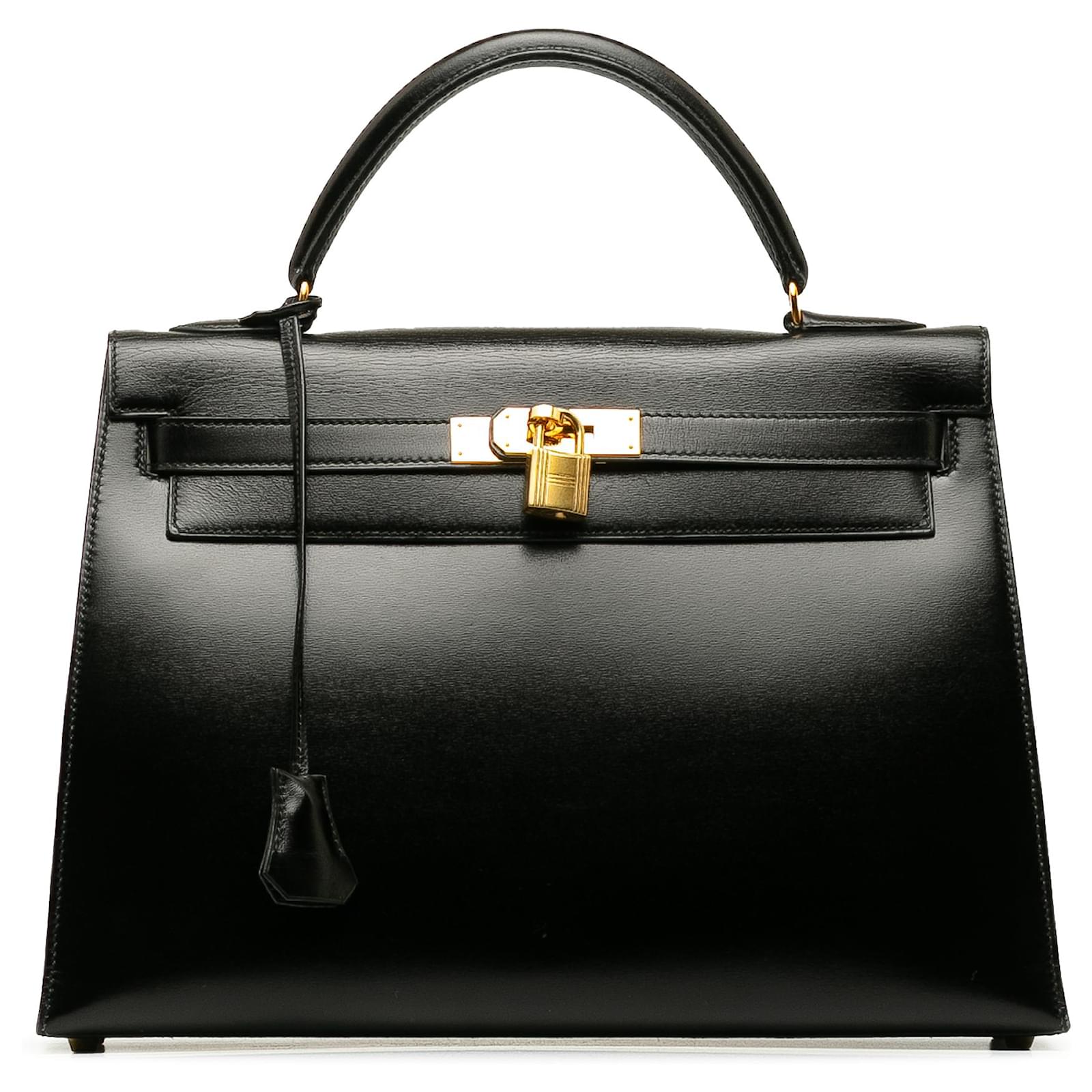 Hermès Hermes Black 1990 Box Calf Kelly 32 Leather Pony-style calfskin ...