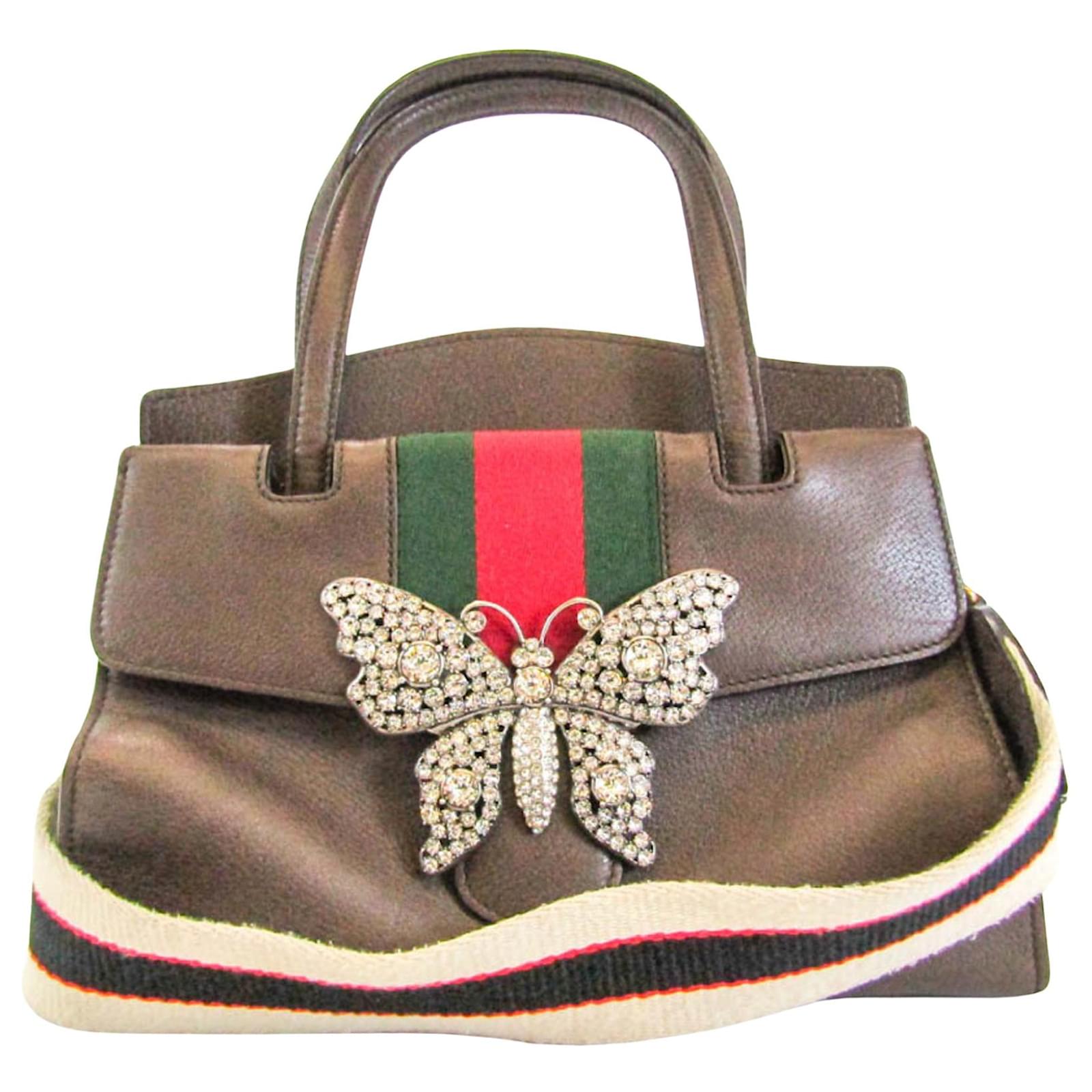 Gucci Butterfly Brown Leather ref.1200100 - Joli Closet