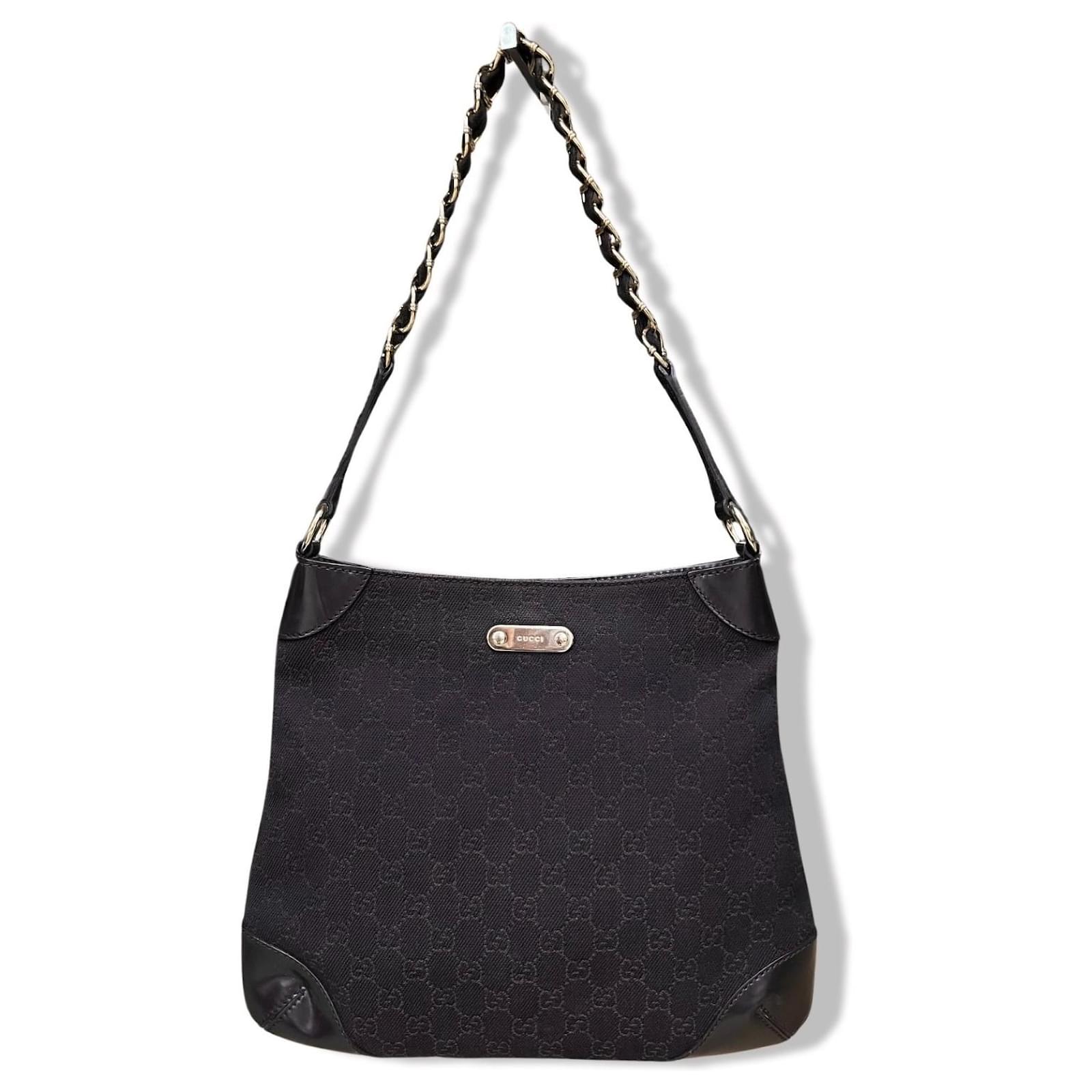 Gucci Canvas Saddle monogram GC Jackie Hobo bag Brown Black Dark brown ...