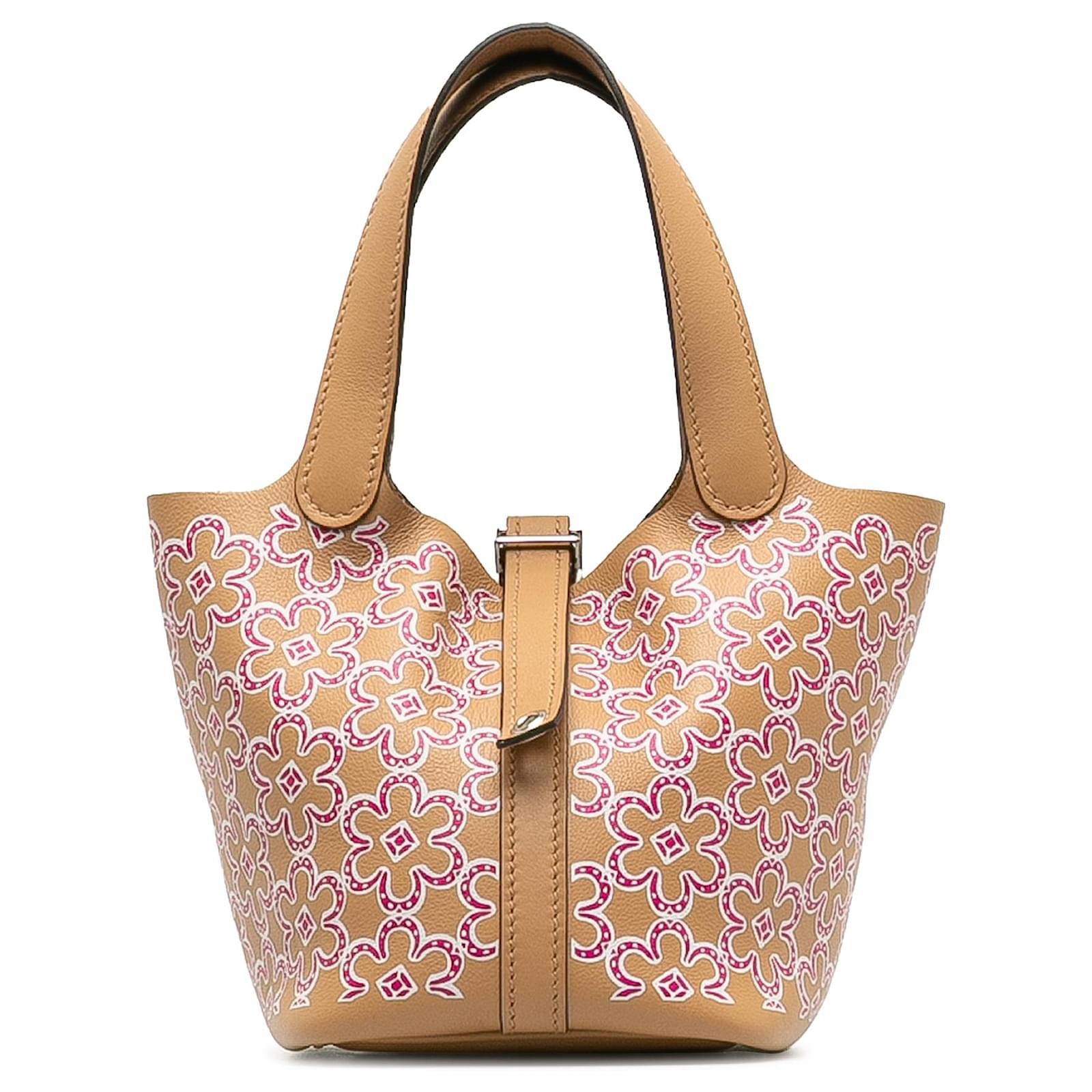 Hermès Brown Micro Swift Lucky Daisy Picotin Lock 14 Leather Pony-style ...