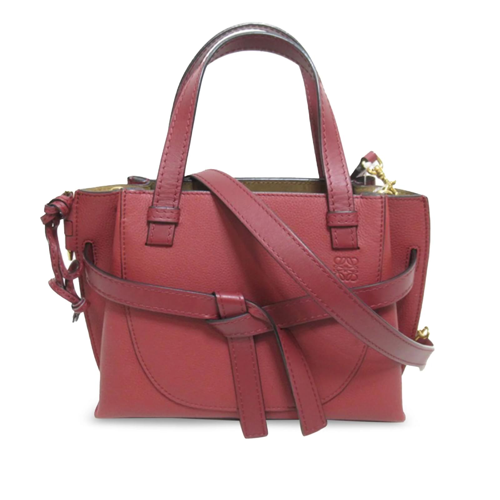 Red Loewe Mini Gate Top Handle Satchel Leather ref.1213005 - Joli Closet