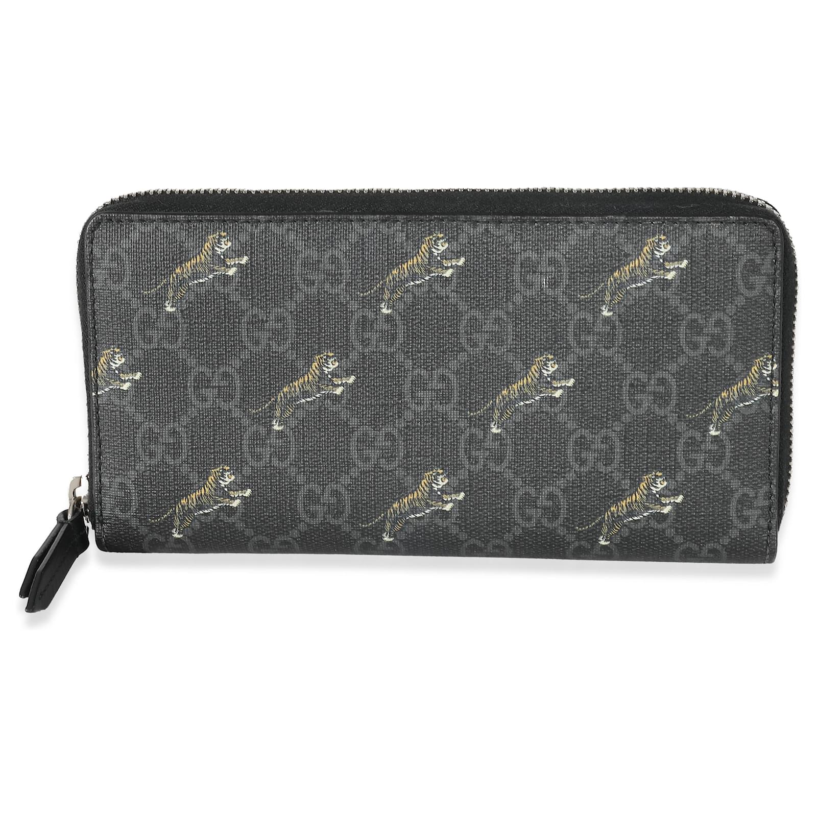 Gucci Black GG Supreme Canvas upperr Zip Around Wallet Cloth ref ...