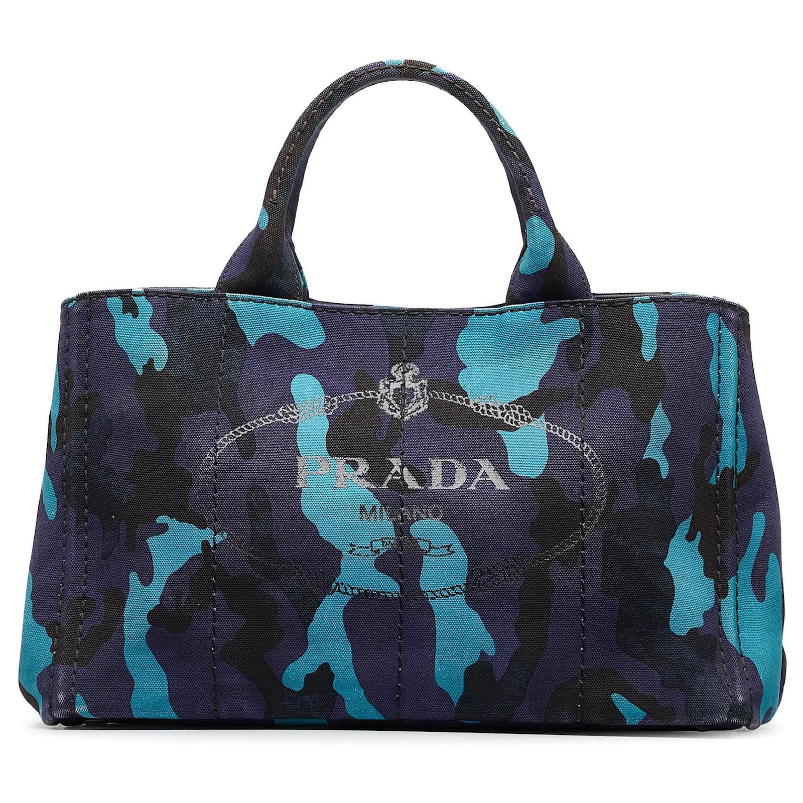 Blue Prada Canapa Camouflage Tote Cloth ref.1217951 - Joli Closet