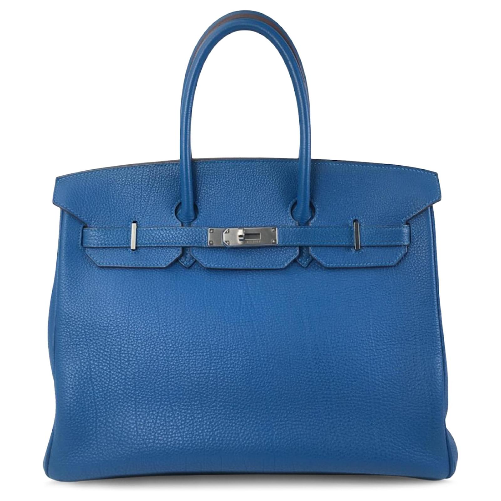 Hermès Hermes Blue Togo Birkin Retourne 35 Leather Pony-style calfskin ...
