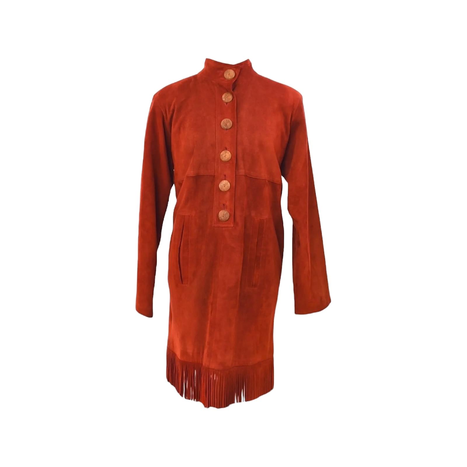 YVES SAINT LAURENT Dresses M Red Suede ref.1223632 - Joli Closet