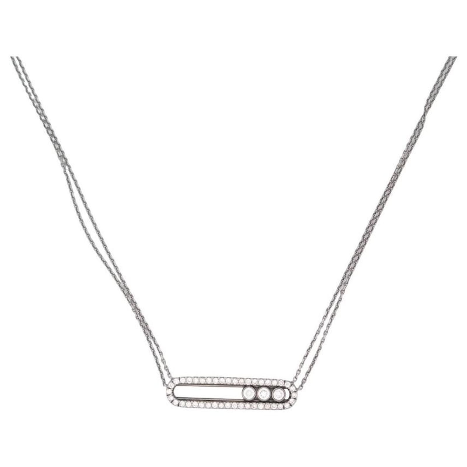 MESSIKA MOVE PAVE DIAMOND lined CHAINS NECKLACE 36-42 ct gold 18K ...
