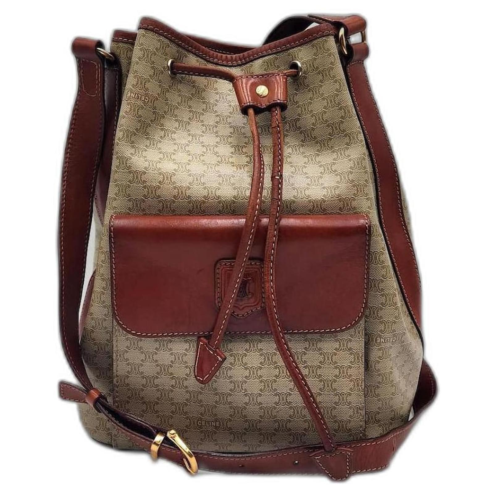 Céline Celine Sac Seau Bucket Drawstring Bag Beige Cloth ref.1236222 ...