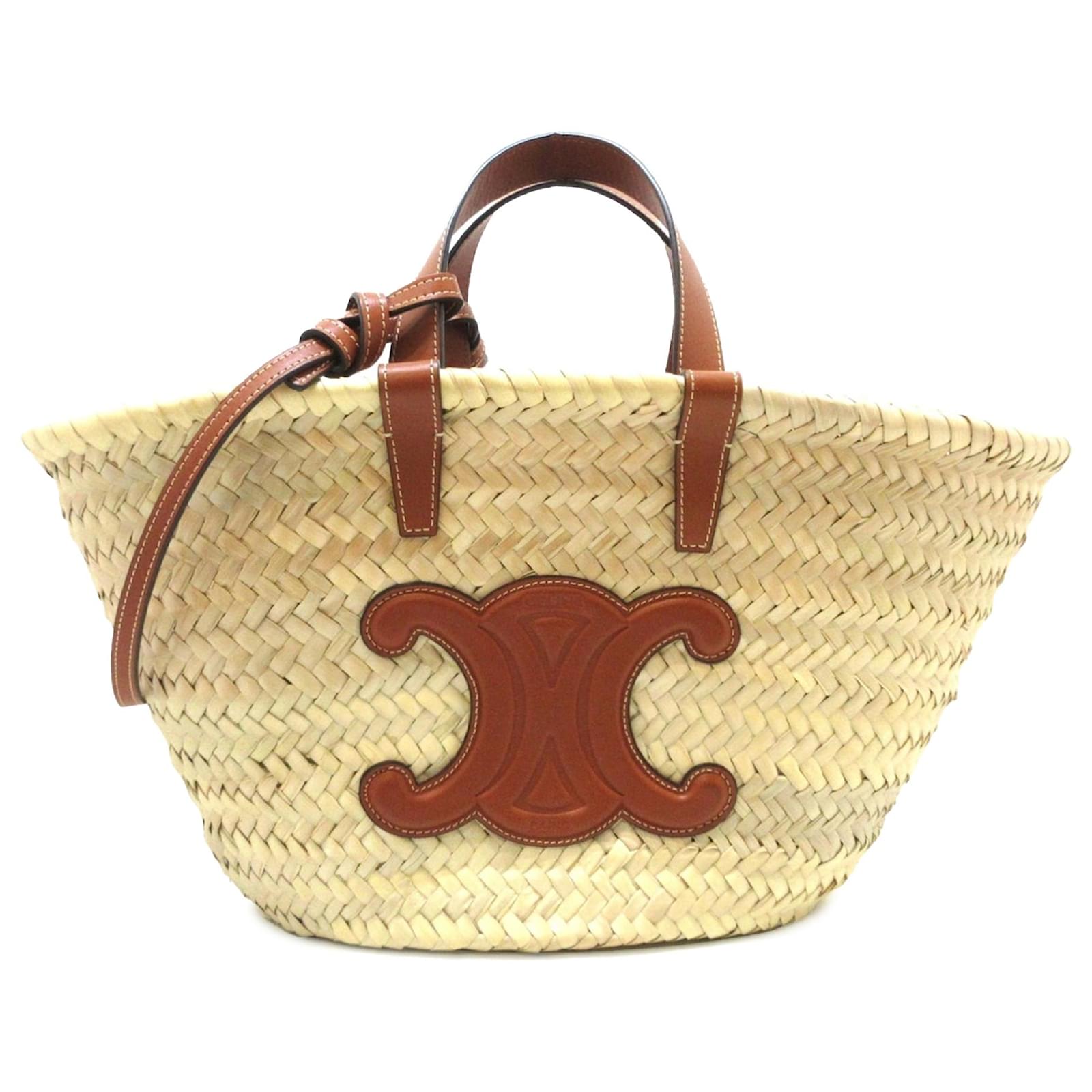 Céline Celine Brown Teen Triomphe Raffia Panier Tote Beige ref.1246980 ...