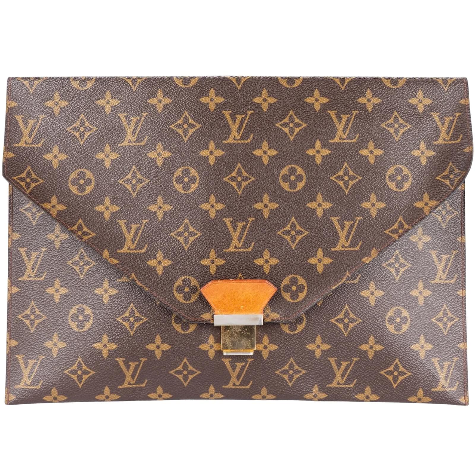 Louis Vuitton Canvas Monogram Poche Plate Envelope Clutch Cloth ref ...