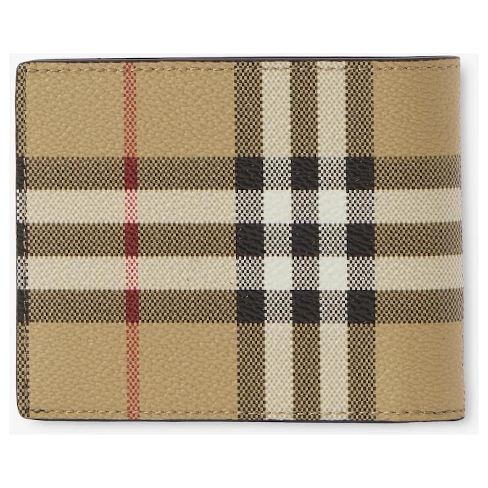 Burberry Check Slim Bifold Wallet Black Red Beige Leather ref.1250460 ...