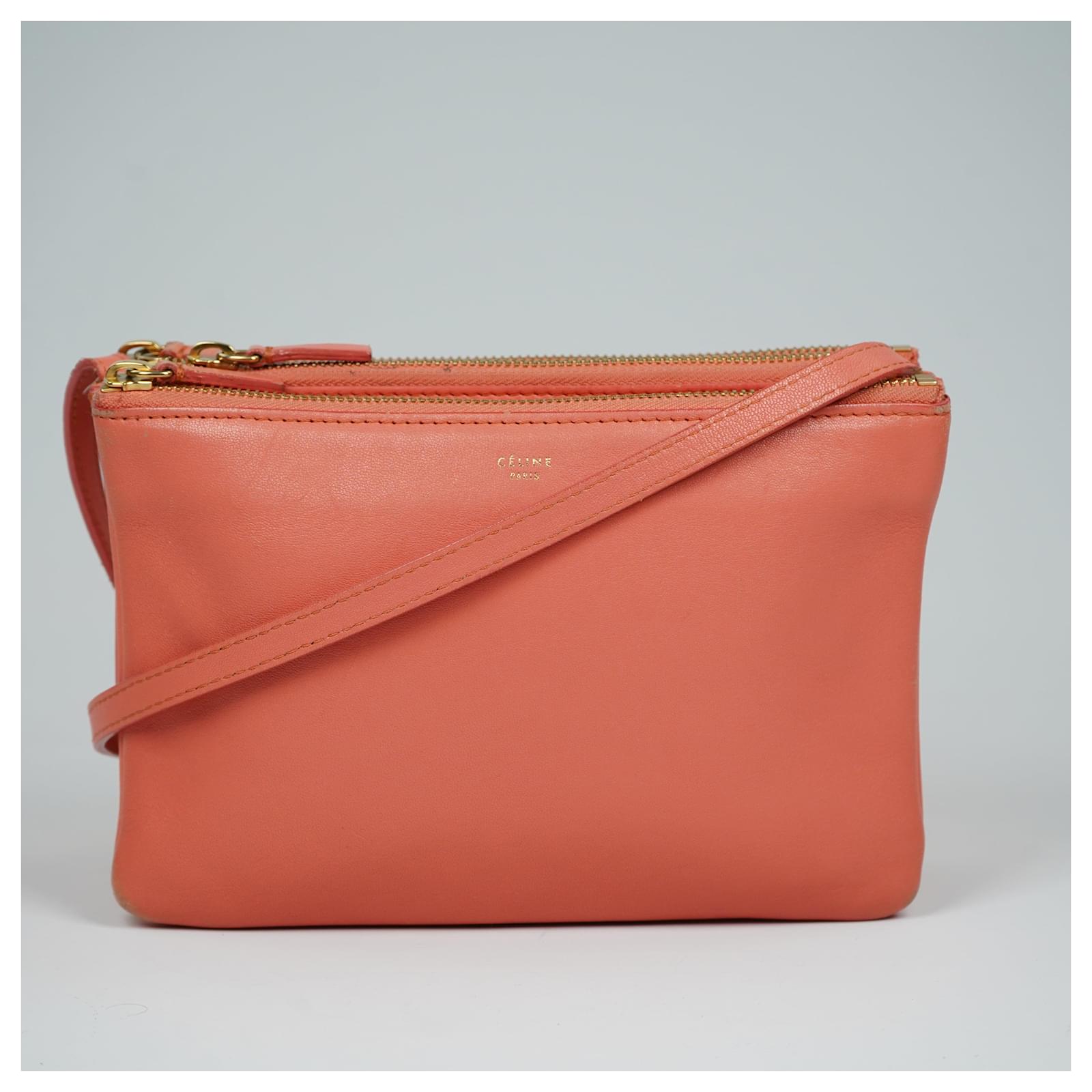Celine CELINE Small Trio bag in Coral Pink Leather ref.1250580 Joli Closet