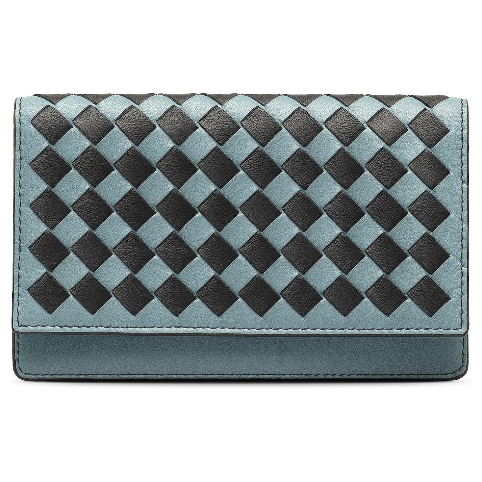 Bottega Veneta Blue Intrecciato Flap Long Wallet Light blue Leather ...
