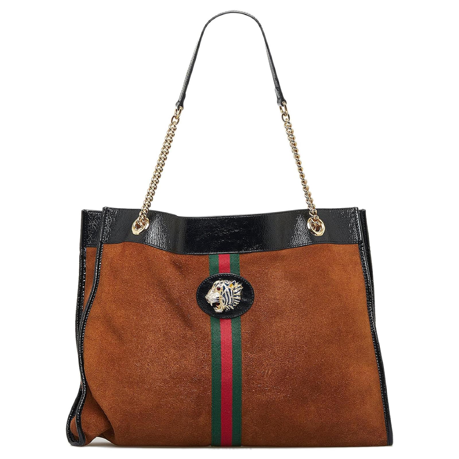 Brown Gucci Maxi Suede Rajah Tote Leather ref.1256039 - Joli Closet