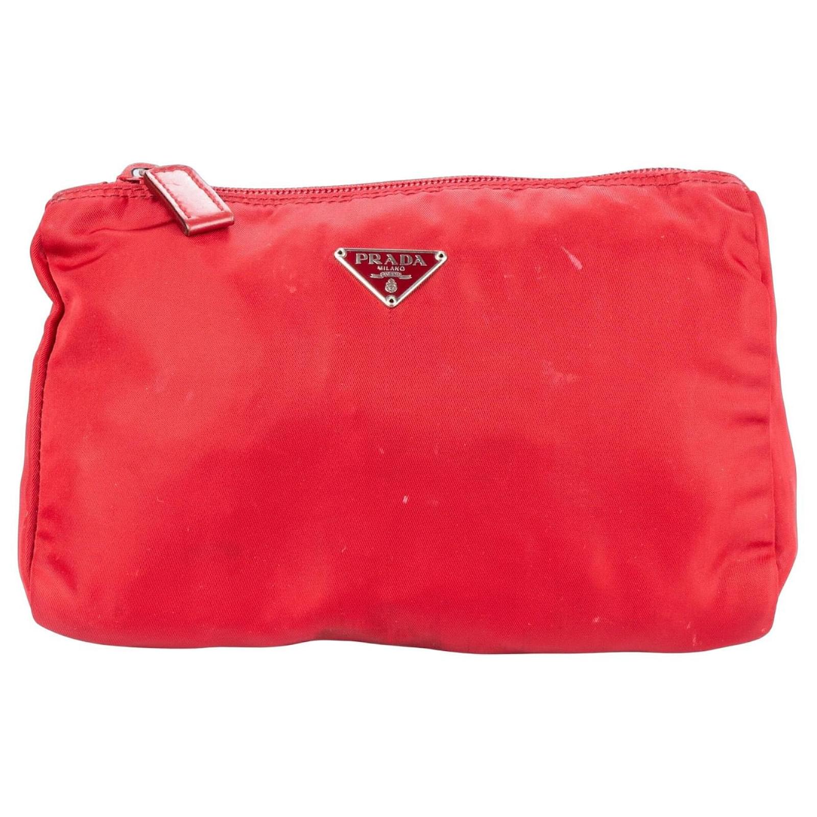 Prada Red Nylon Triangle Pouch Cloth ref.1256163 - Joli Closet