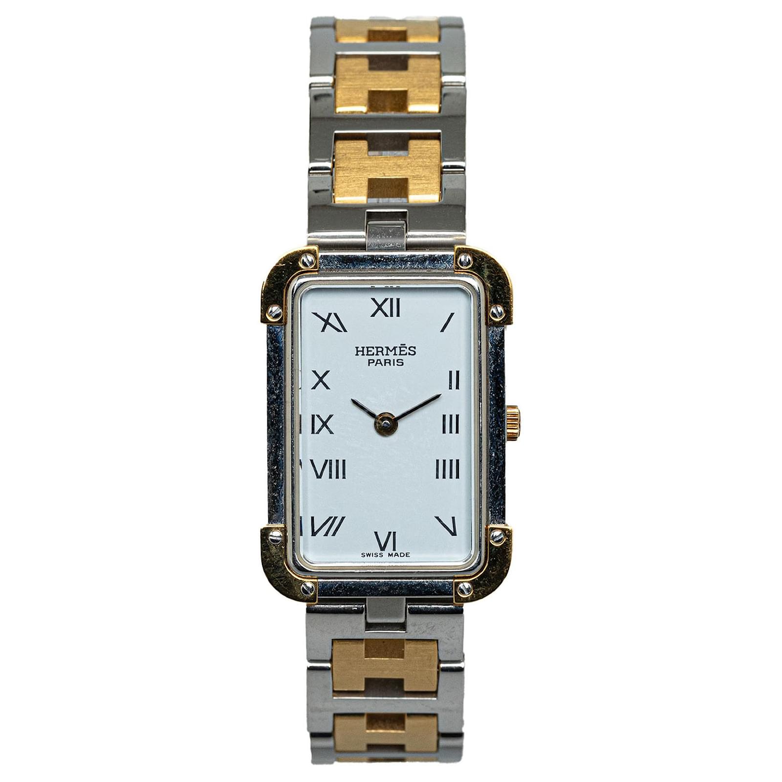 Hermès Hermes Silver Quartz Stainless Steel Croisiere Watch Silvery ...