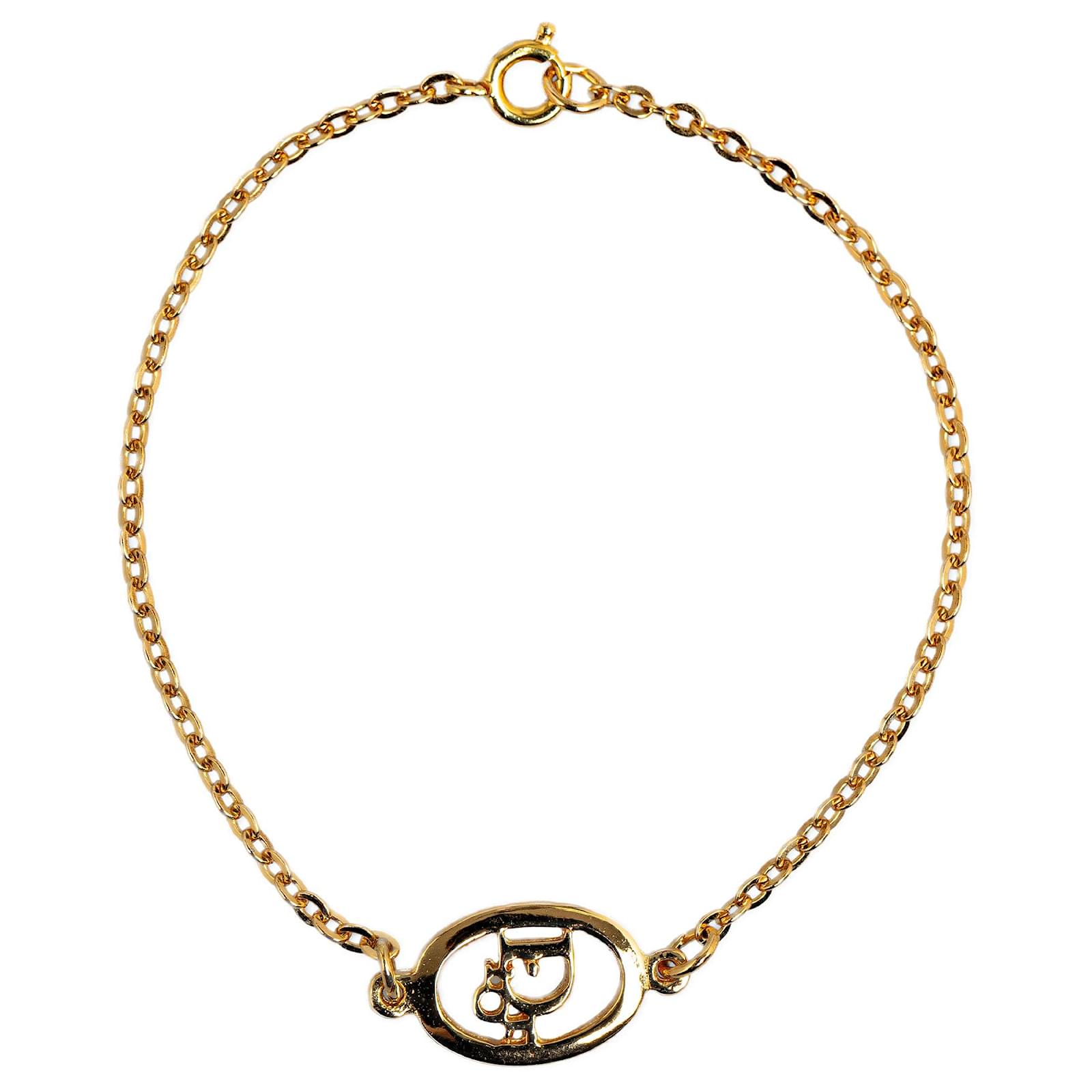 Dior Gold Logo Charm Bracelet Golden Metal Gold-plated ref.1266332 ...