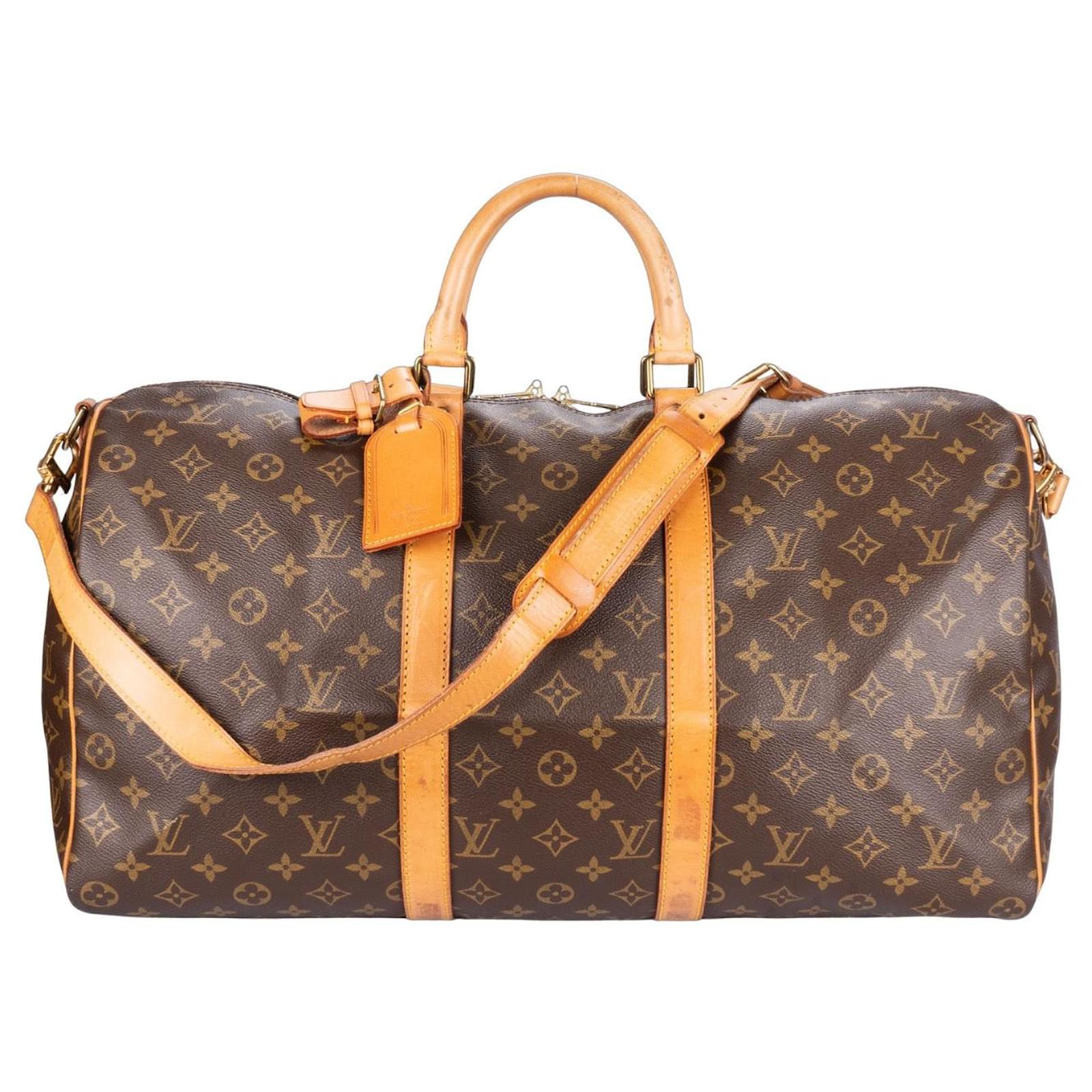 Louis Vuitton Canvas Monogram Keepall Bandouliere 50 Brown Cloth ref ...