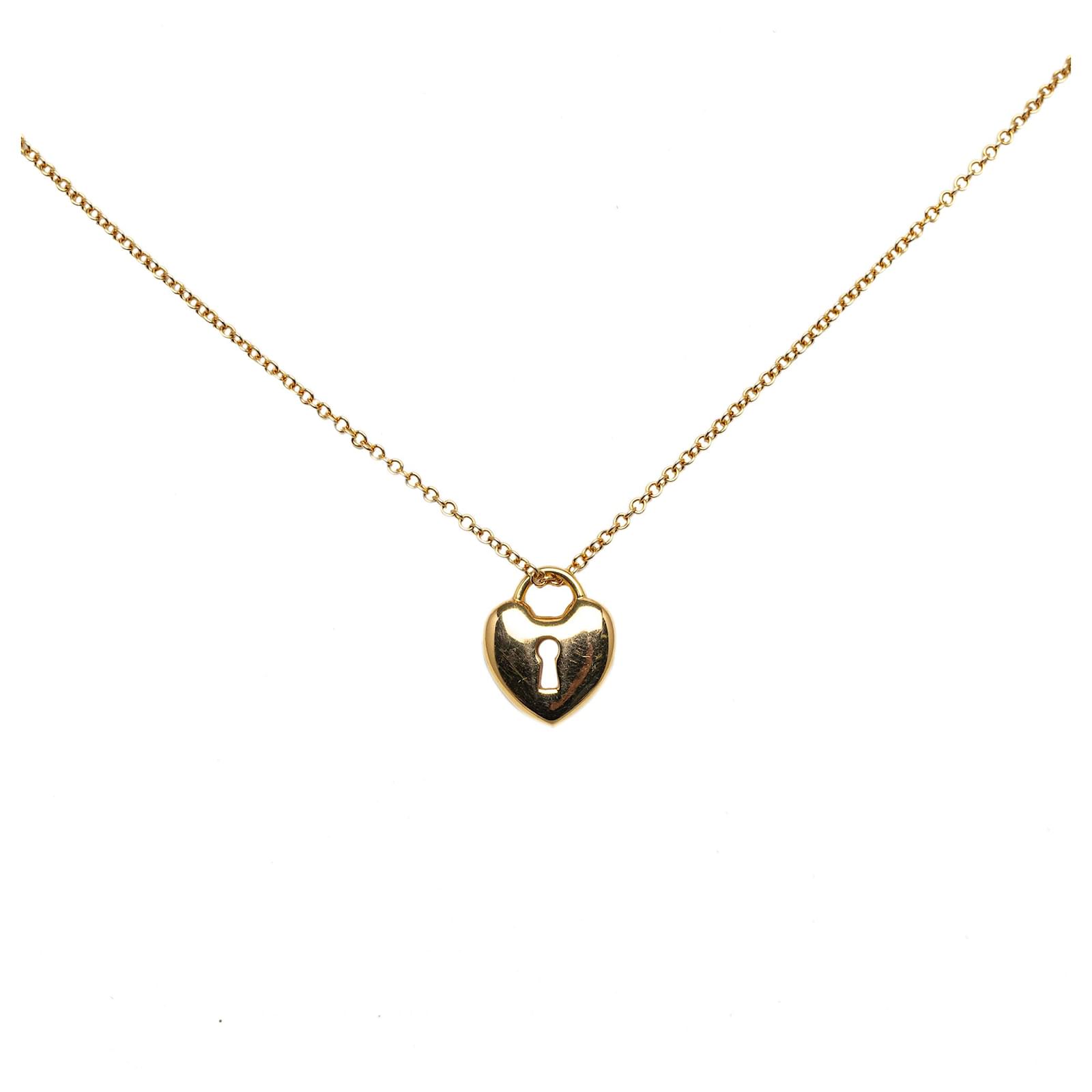 Tiffany & Co Tiffany Gold 18K Heart Cadena Pendant Necklace Golden ...