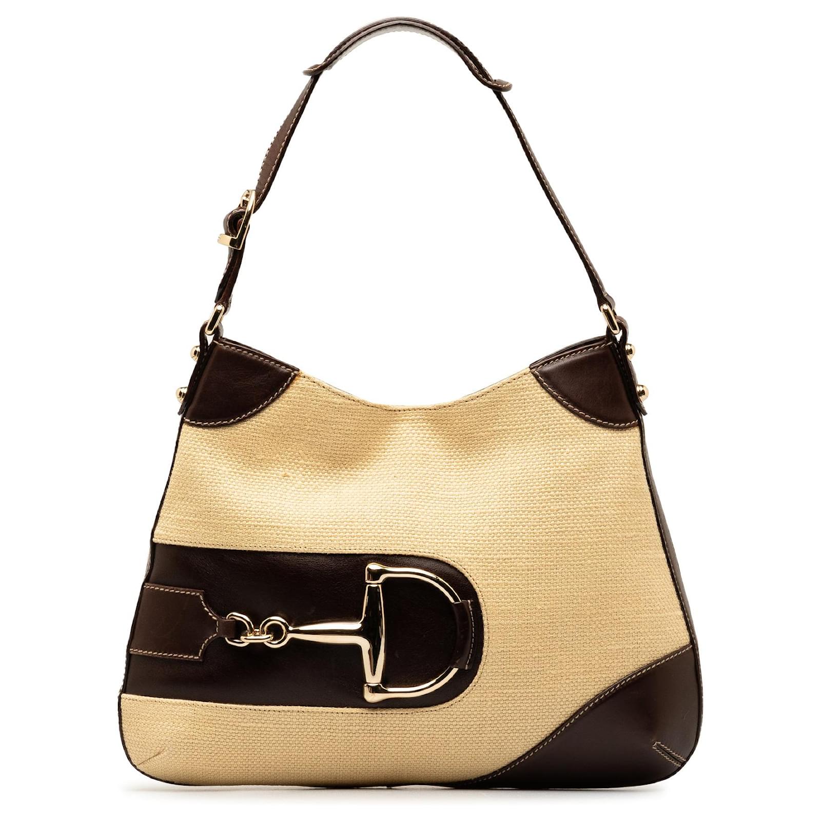 Tan Gucci Raffia Hasler Hobo Camel Leather ref.1283712 - Joli Closet