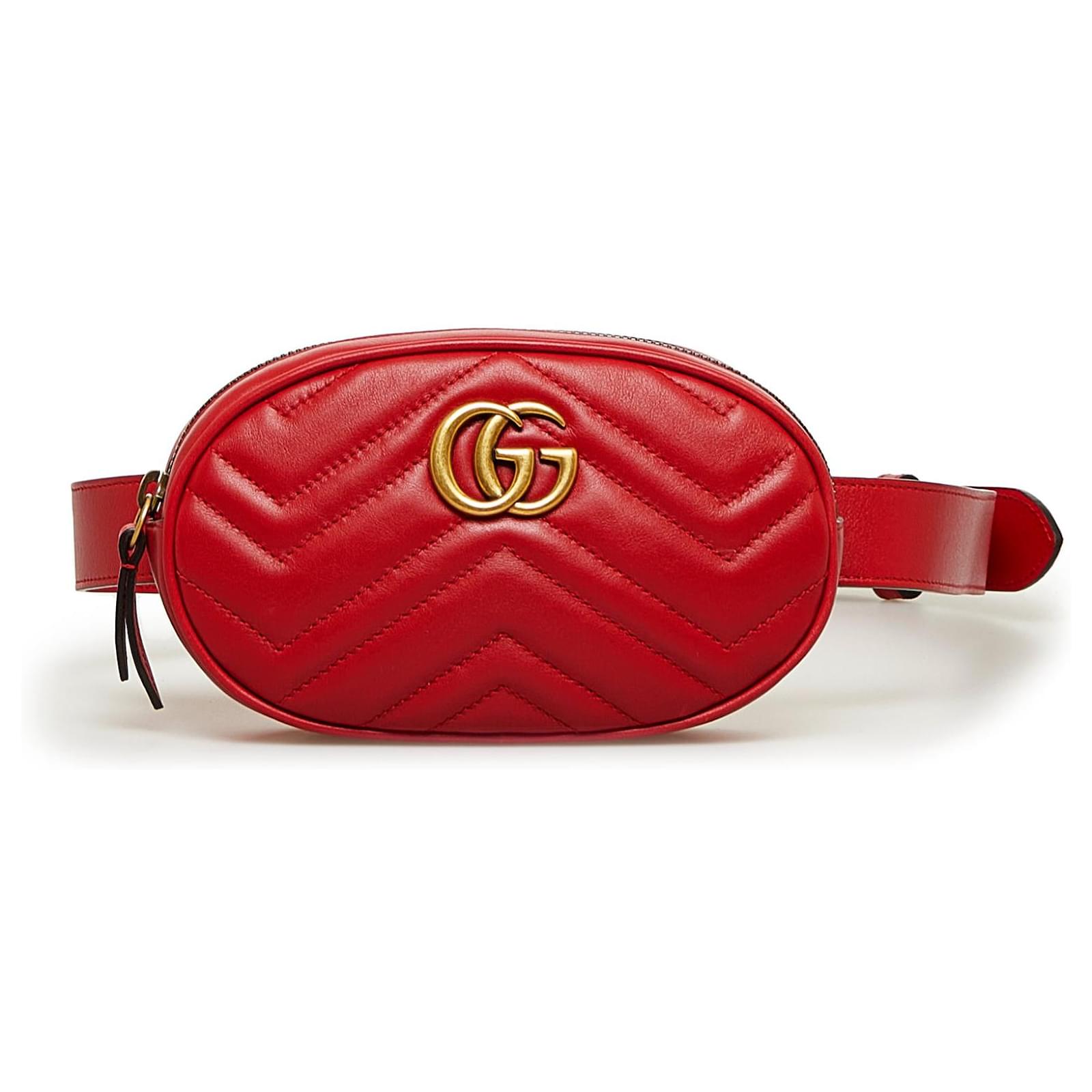 Red Gucci GG Marmont Matelasse Belt Bag Leather ref.1283773 - Joli Closet