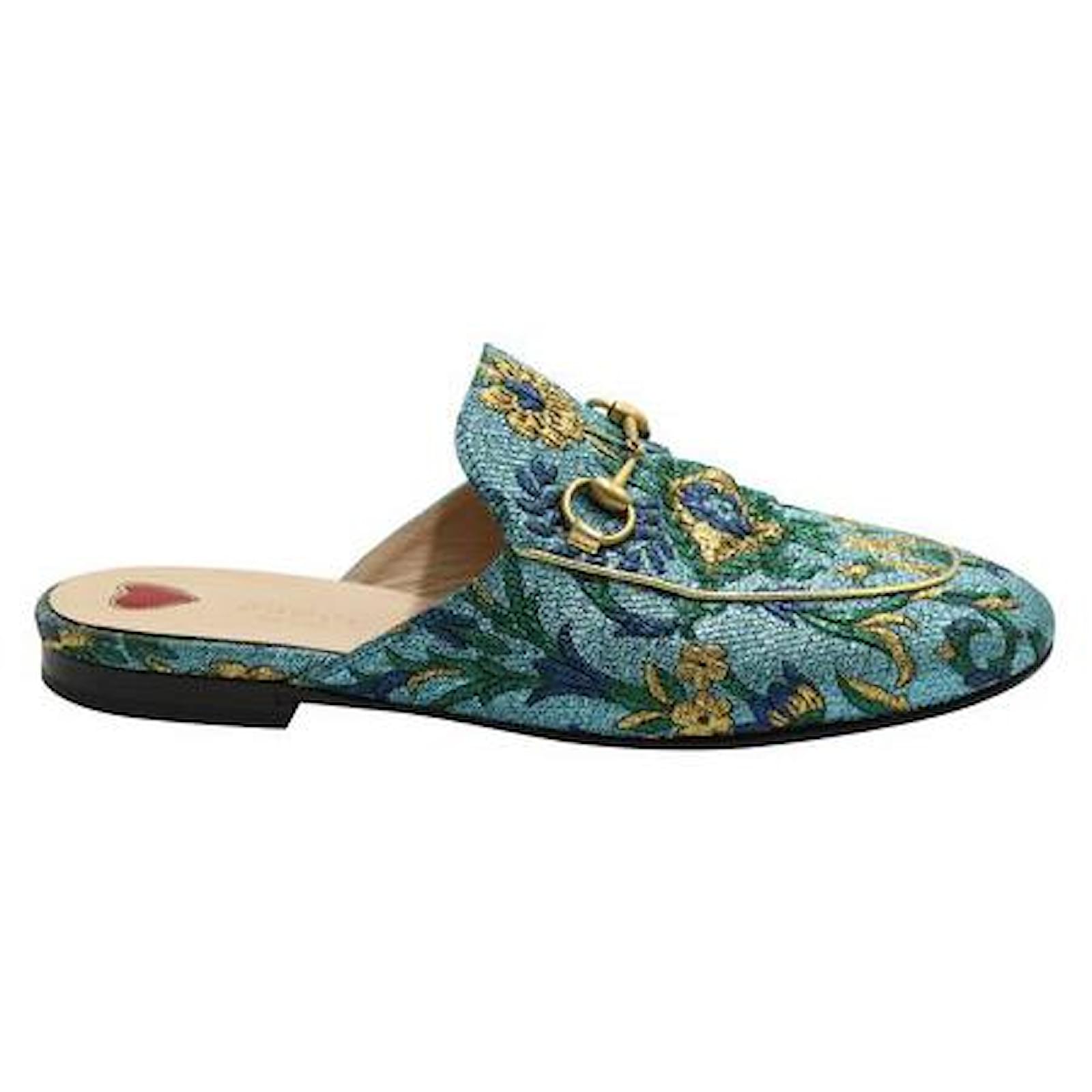 Gucci Light Blue Jacquard Print Princetown Mules Leather ref.1284894 ...