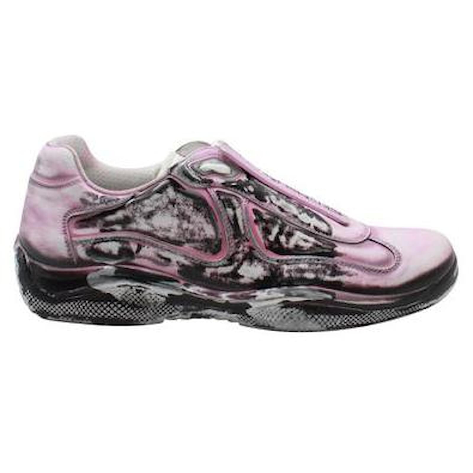 Prada Cass X Prada America'S Cup "D3cay" Sneakers Pink Leather ref.1285001 - Joli Closet